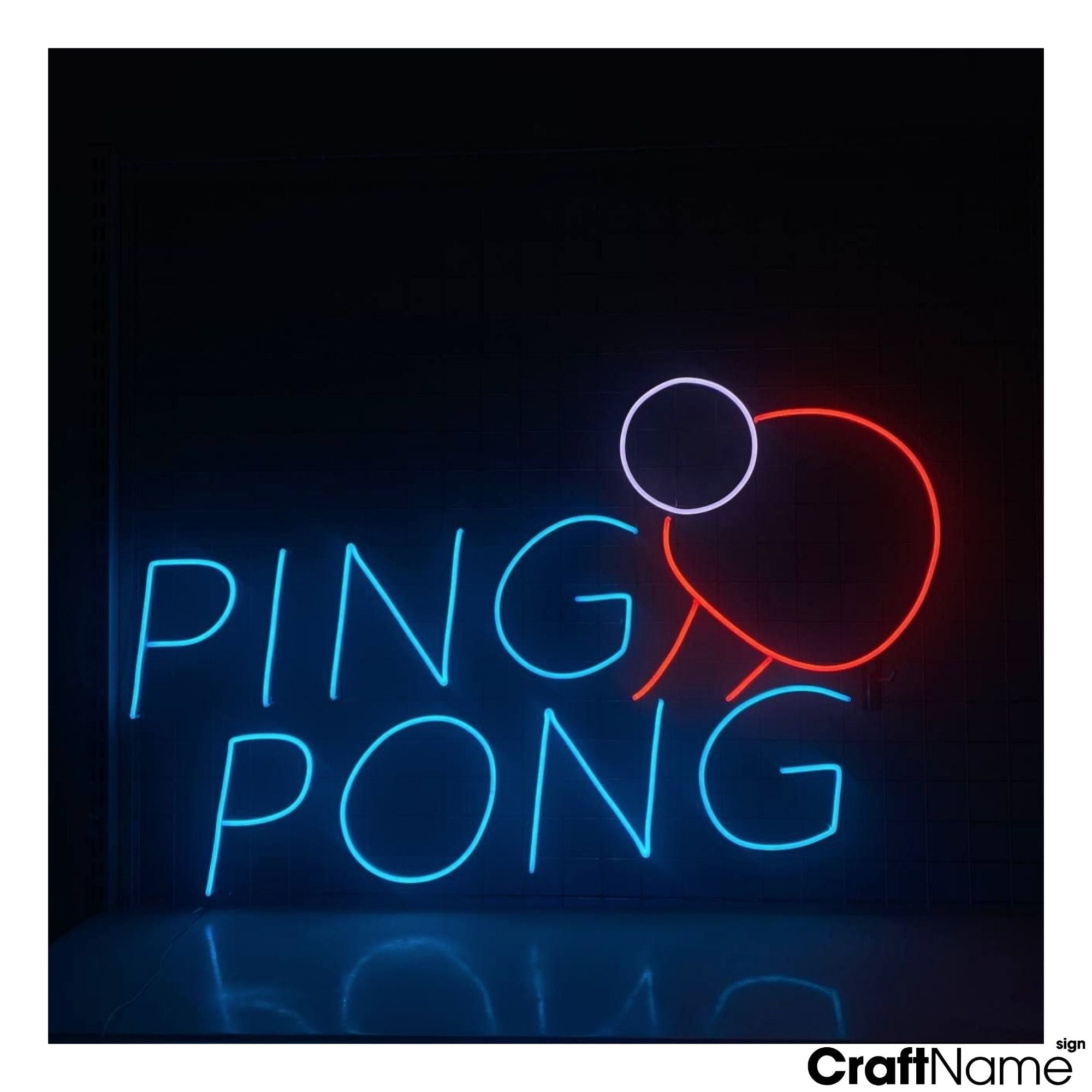 Craftnamesign Ping Pong Neon Light Sign Wall Art For Table Tennis Club ...