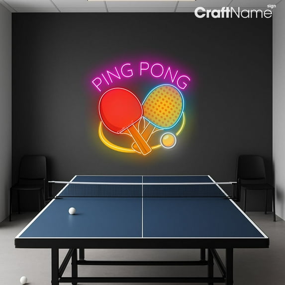 Craftnamesign Ping Pong Neon Light for Tennis Club Decor, Game Room ...