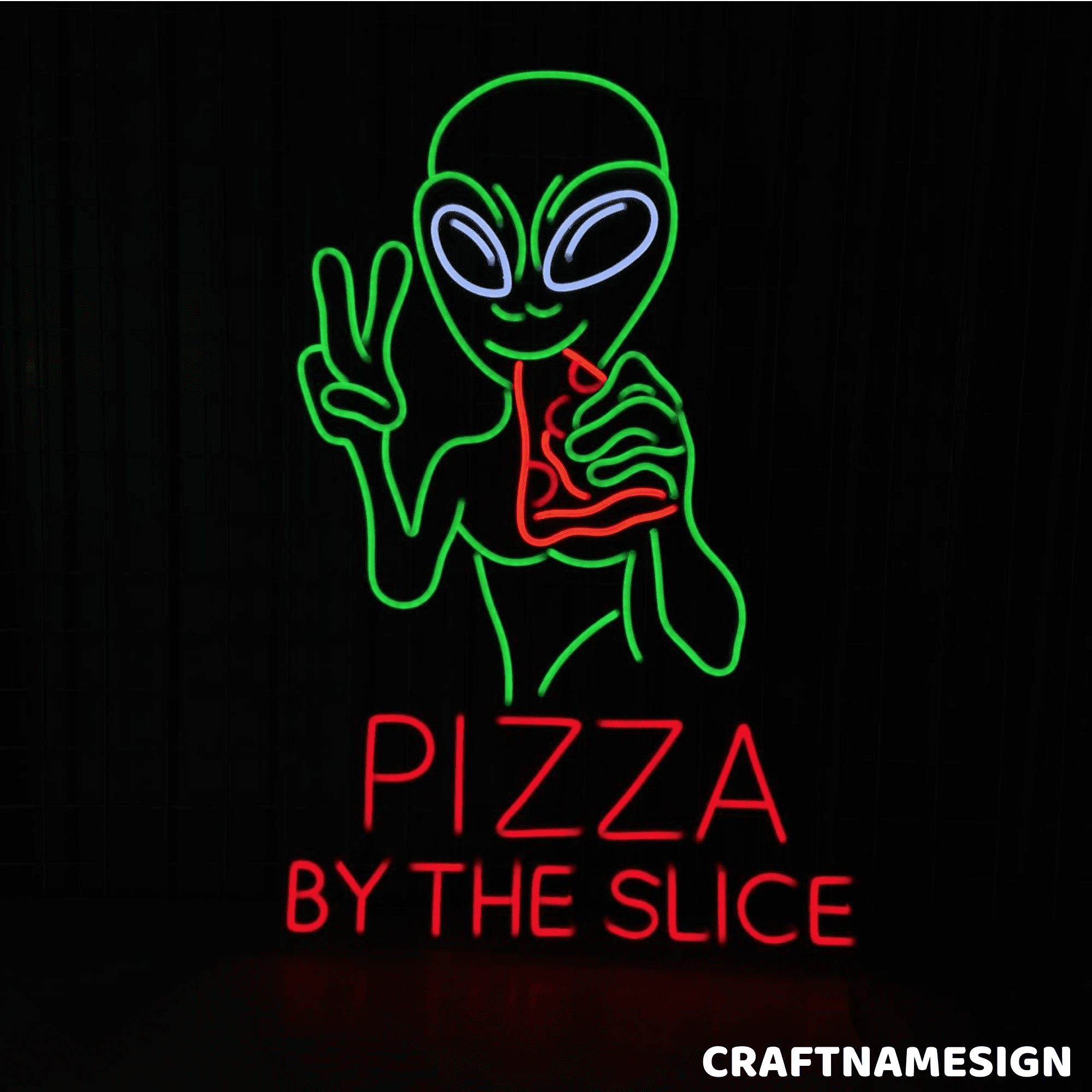 Craftnamesign Pizza By The Slice LED Sign, Alien For Pizza Store ...
