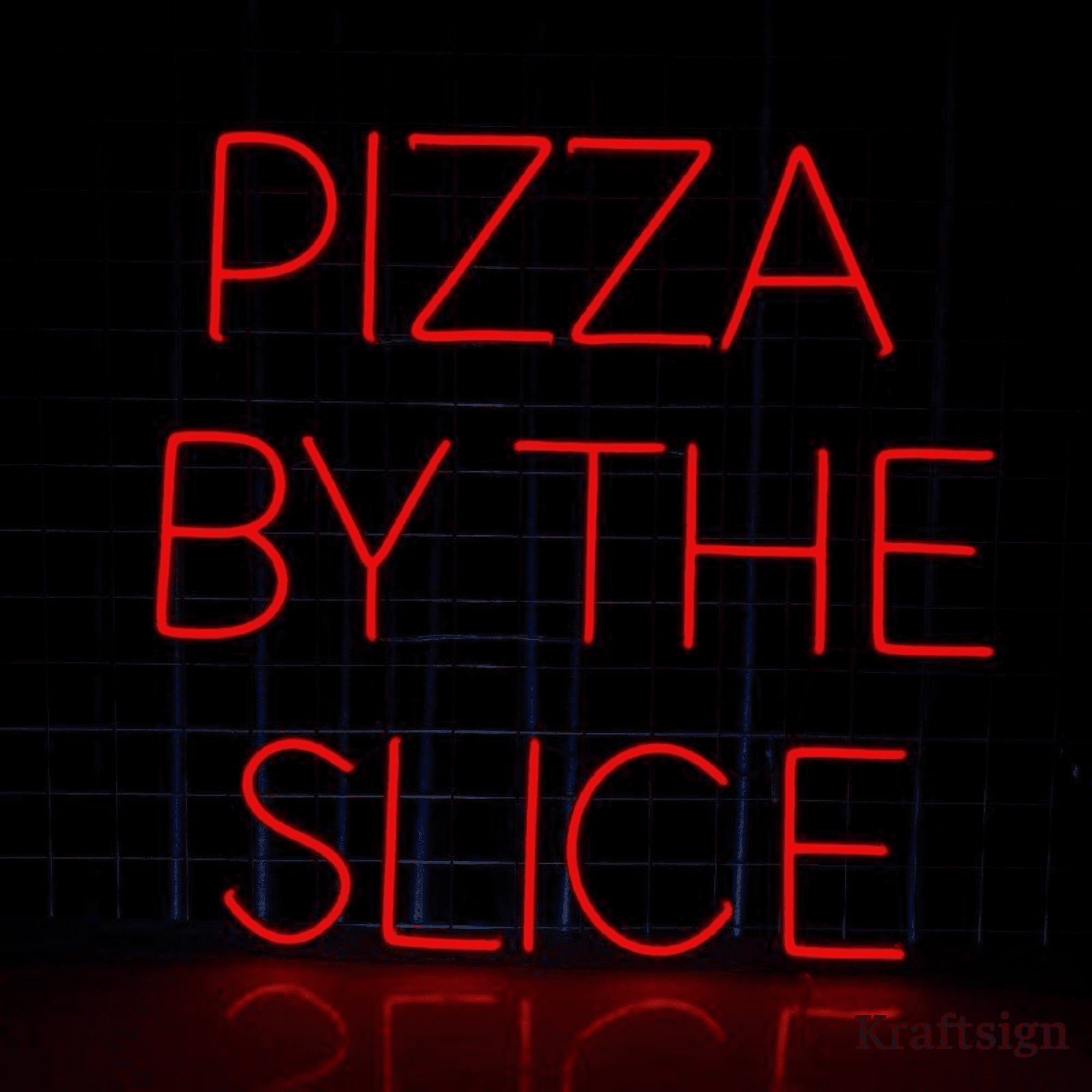 Craftnamesign Pizza By The Slice Neon Sign, Pizza Restaurant Sign Decor ...