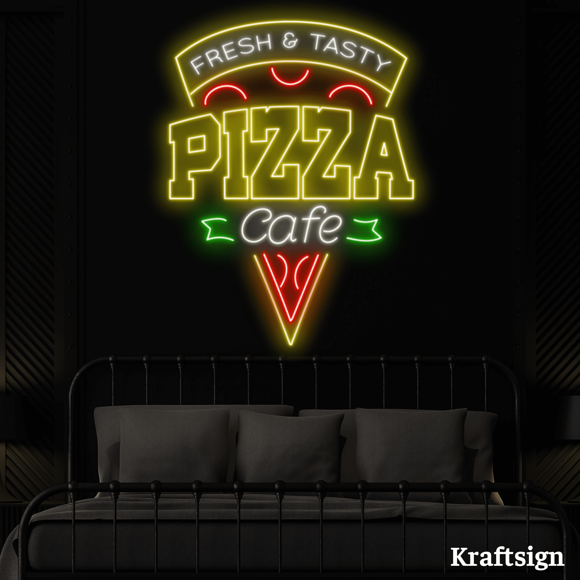Craftnamesign Pizza Cafe LED Neon Sign, Pizza Italian Restaurant Decor ...