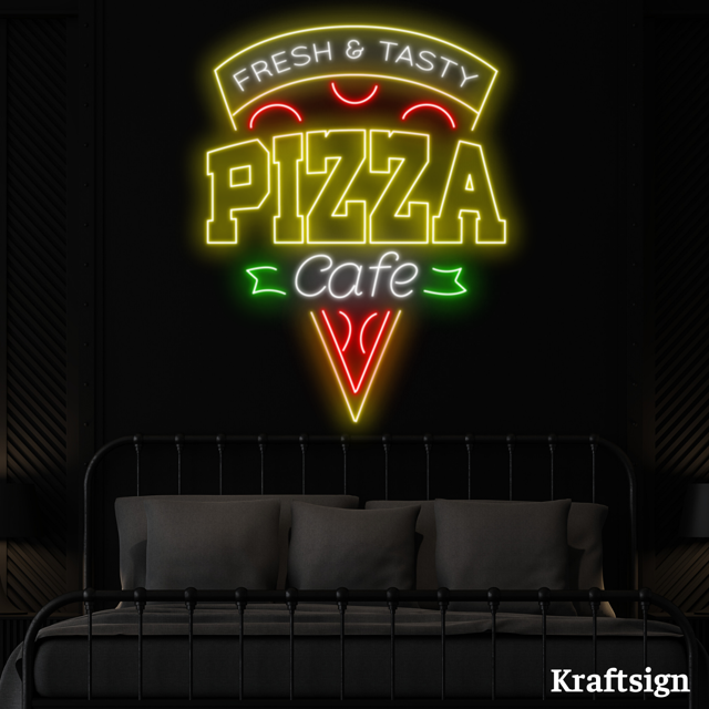 Craftnamesign Pizza Cafe LED Neon Sign, Pizza Italian Restaurant Decor ...