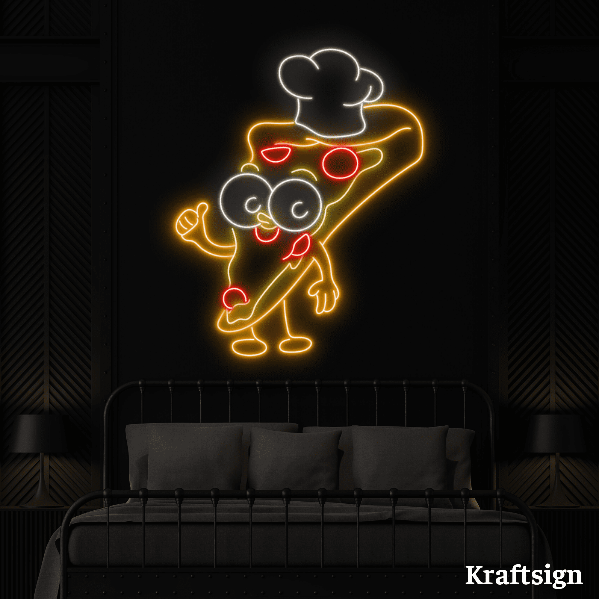 Craftnamesign Pizza Chef Neon Sign, Italian Pizza Restaurant Sign Decor ...