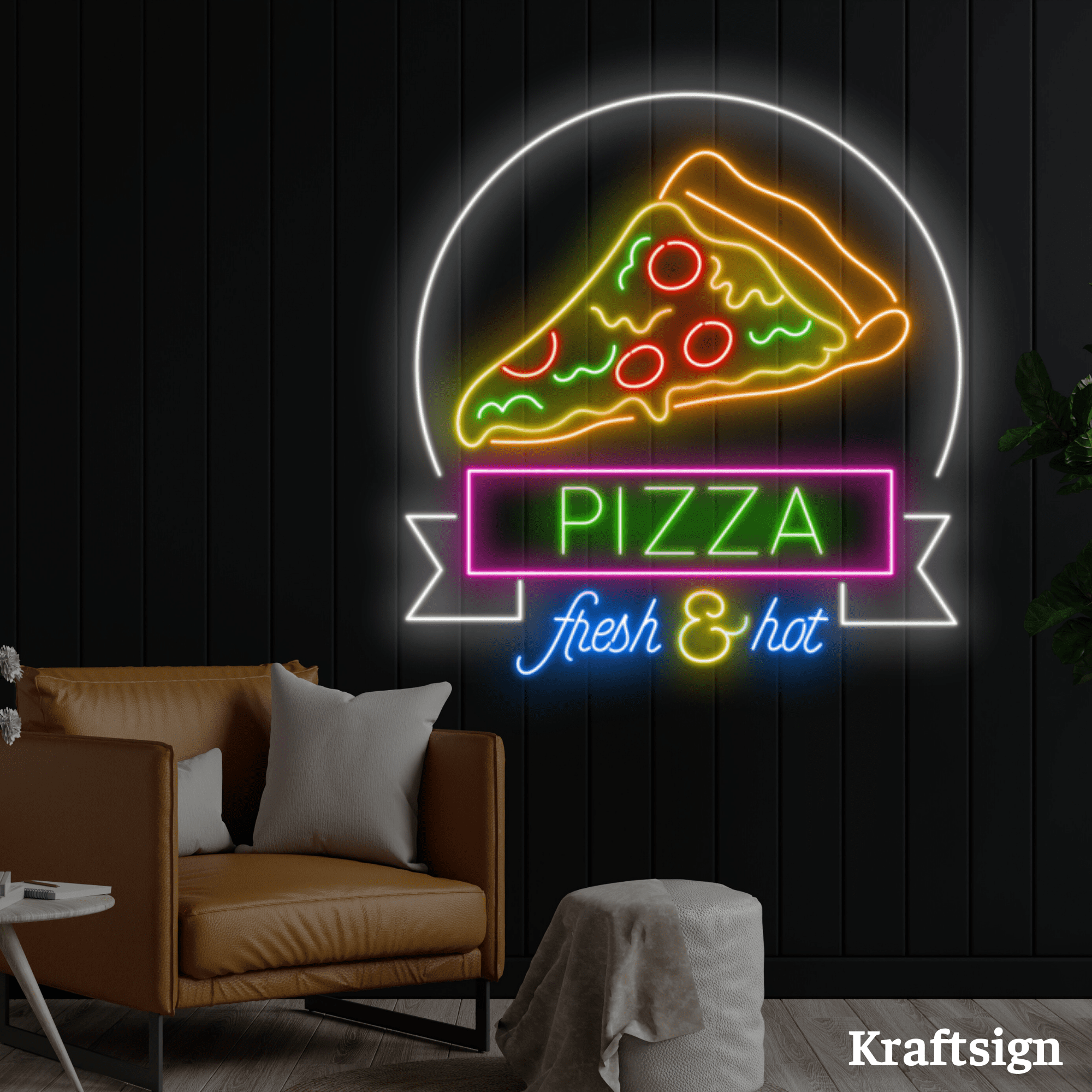 Craftnamesign Pizza Fresh Hot Neon Sign, Pizza Restaurant Decor, Pizza ...