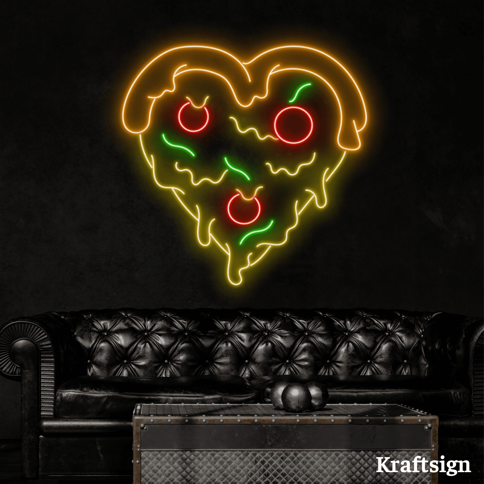 Craftnamesign Pizza Heart Neon Sign, Pizza Restaurant Decor, Pizza ...