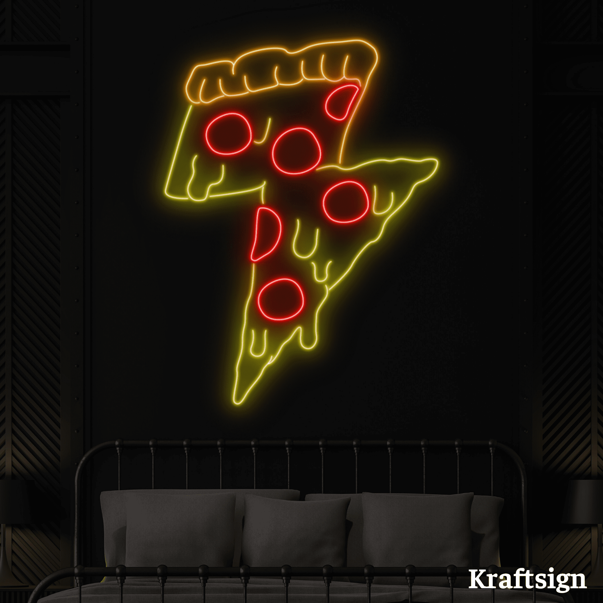 Craftnamesign Pizza Lightning Neon Sign, Pizza Restaurant Decor, Shop ...