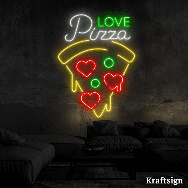 Craftnamesign Pizza Love Neon Sign, Pizza Restaurant Decor, Pizza ...