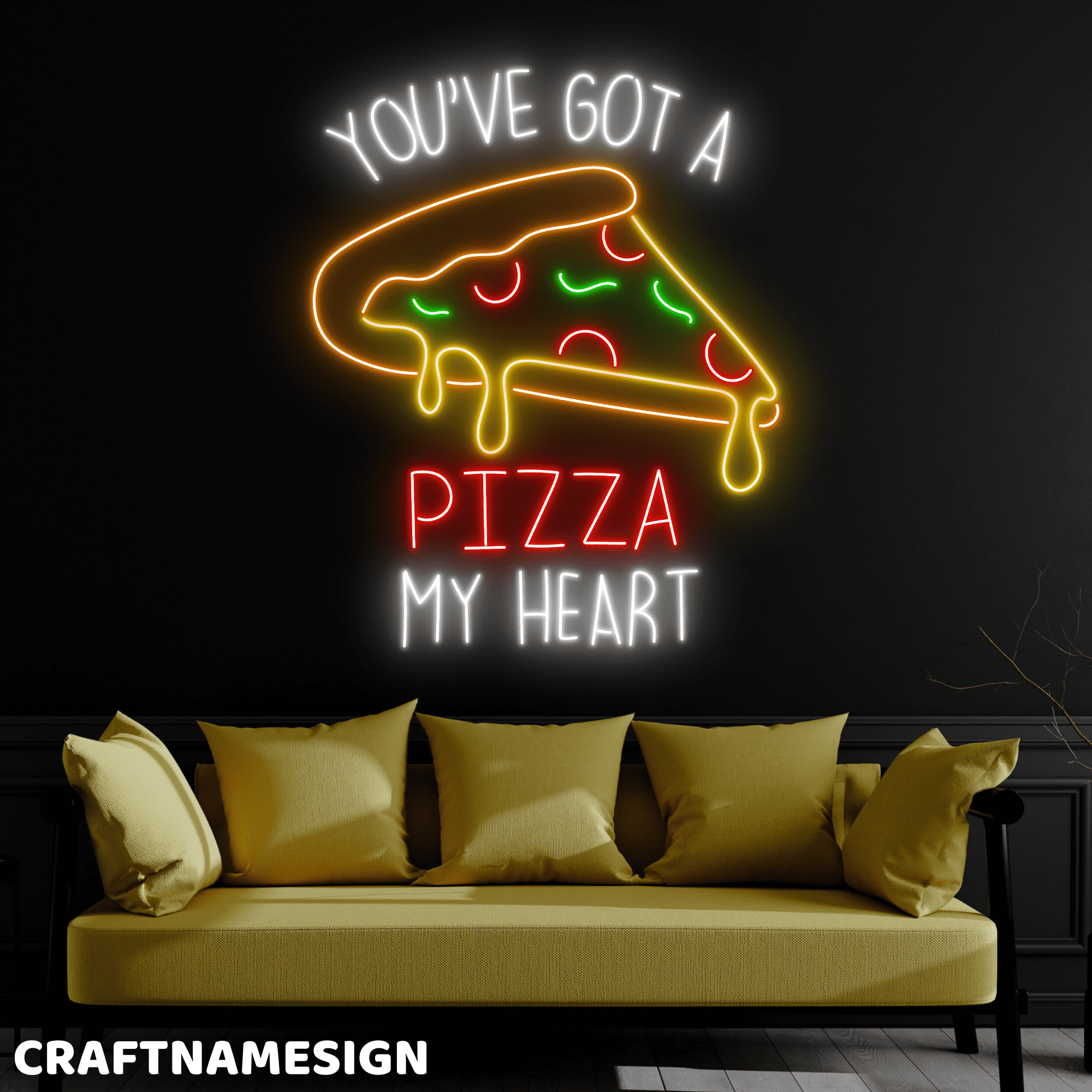 Craftnamesign Pizza Neon Sign, Italian Restaurant Wall Art, Wall Decor ...