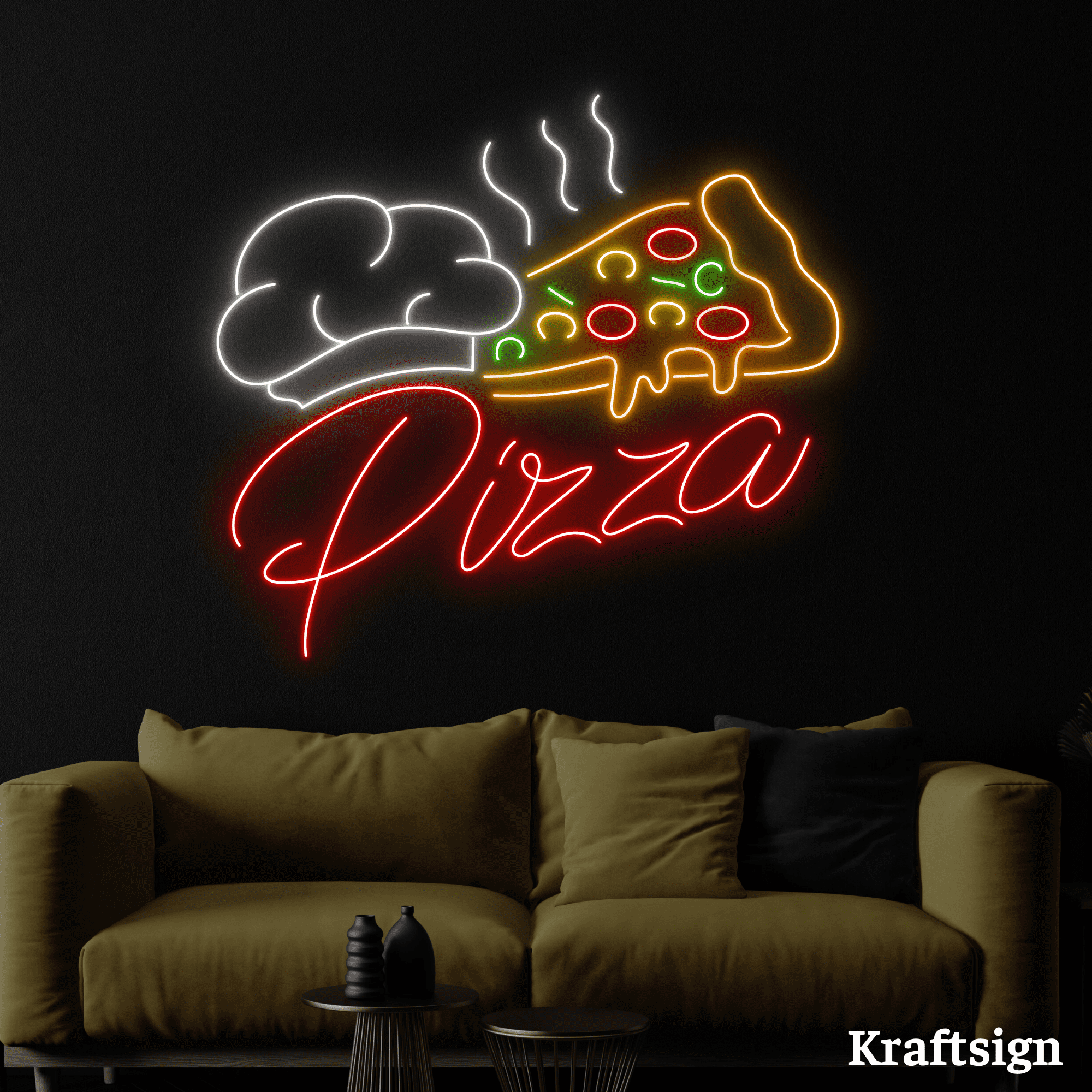 Craftnamesign Pizza Neon Sign, Pizza Restaurant Decor, Kitchen Wall Art ...