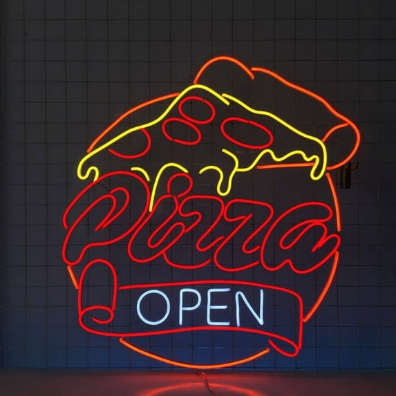 Craftnamesign Pizza Open Neon Sign, Open Led Light For Pizza Store Wall ...