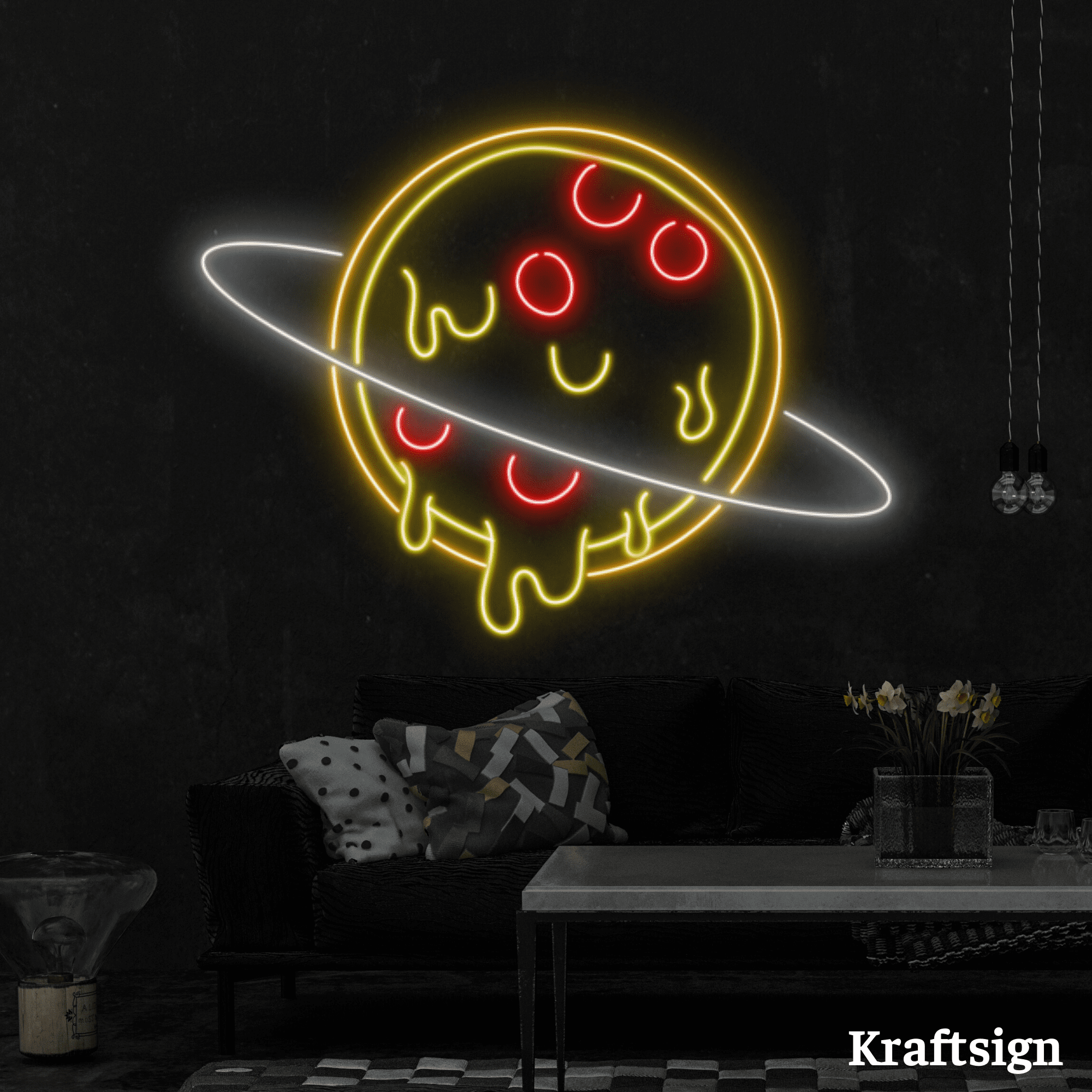 Craftnamesign Pizza Planet Neon Sign, Pizza Restaurant Decor, Pizza ...