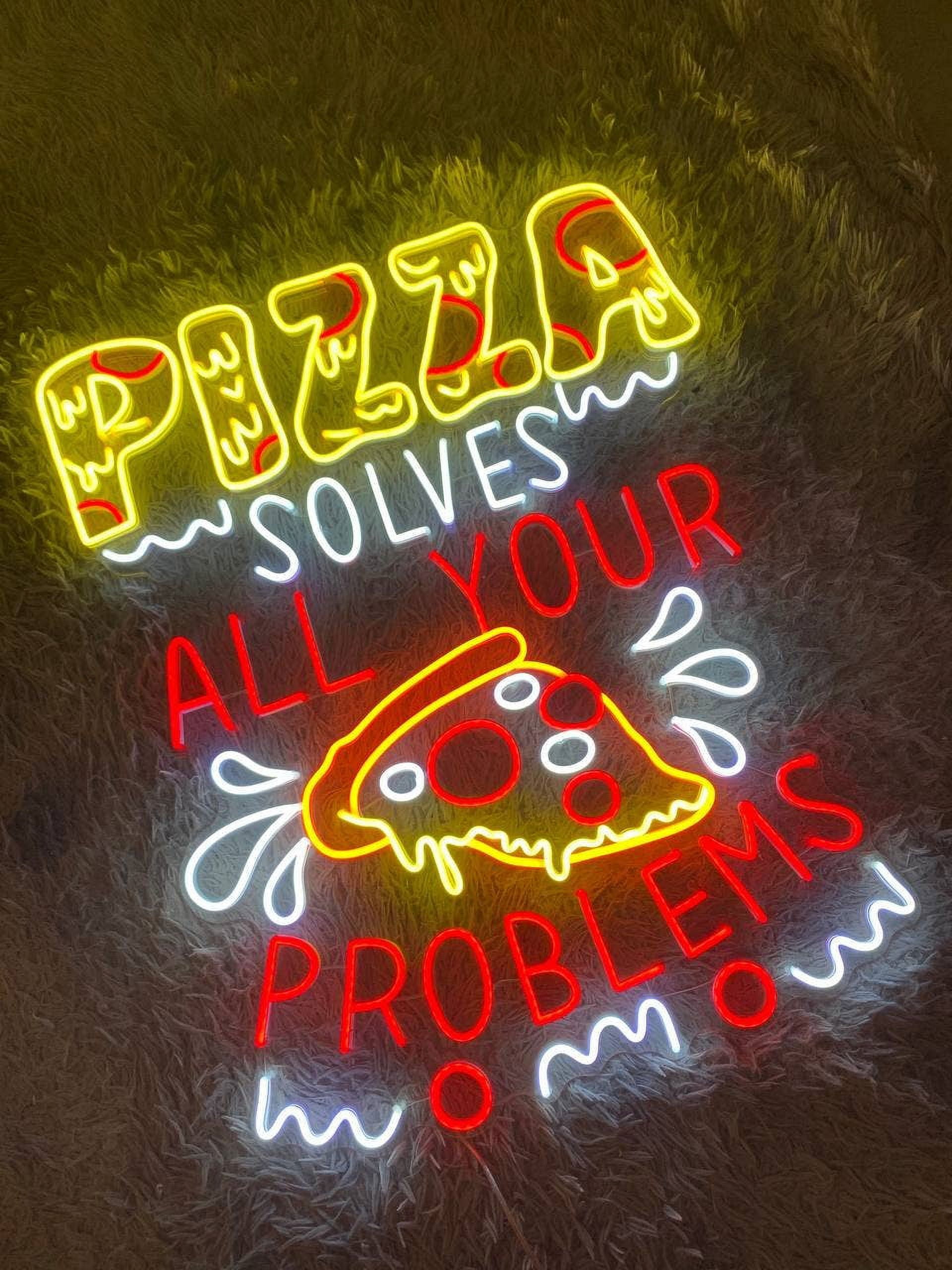 Craftnamesign Pizza Solves All Your Problem Neon Sign, Pizza Shop Decor ...