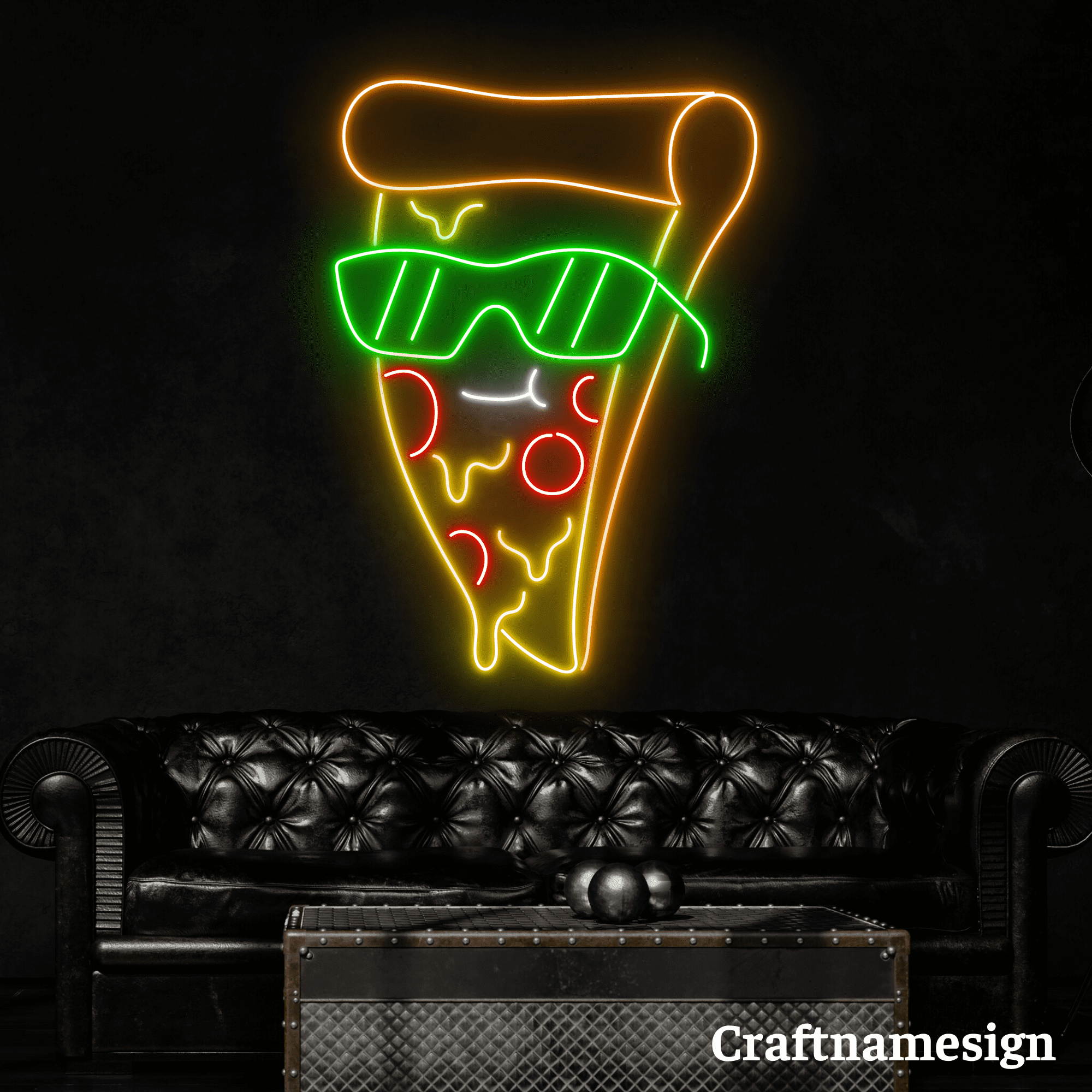 Craftnamesign Pizza Wear Glasses Neon Sign for Pizza Shop Fast Food ...