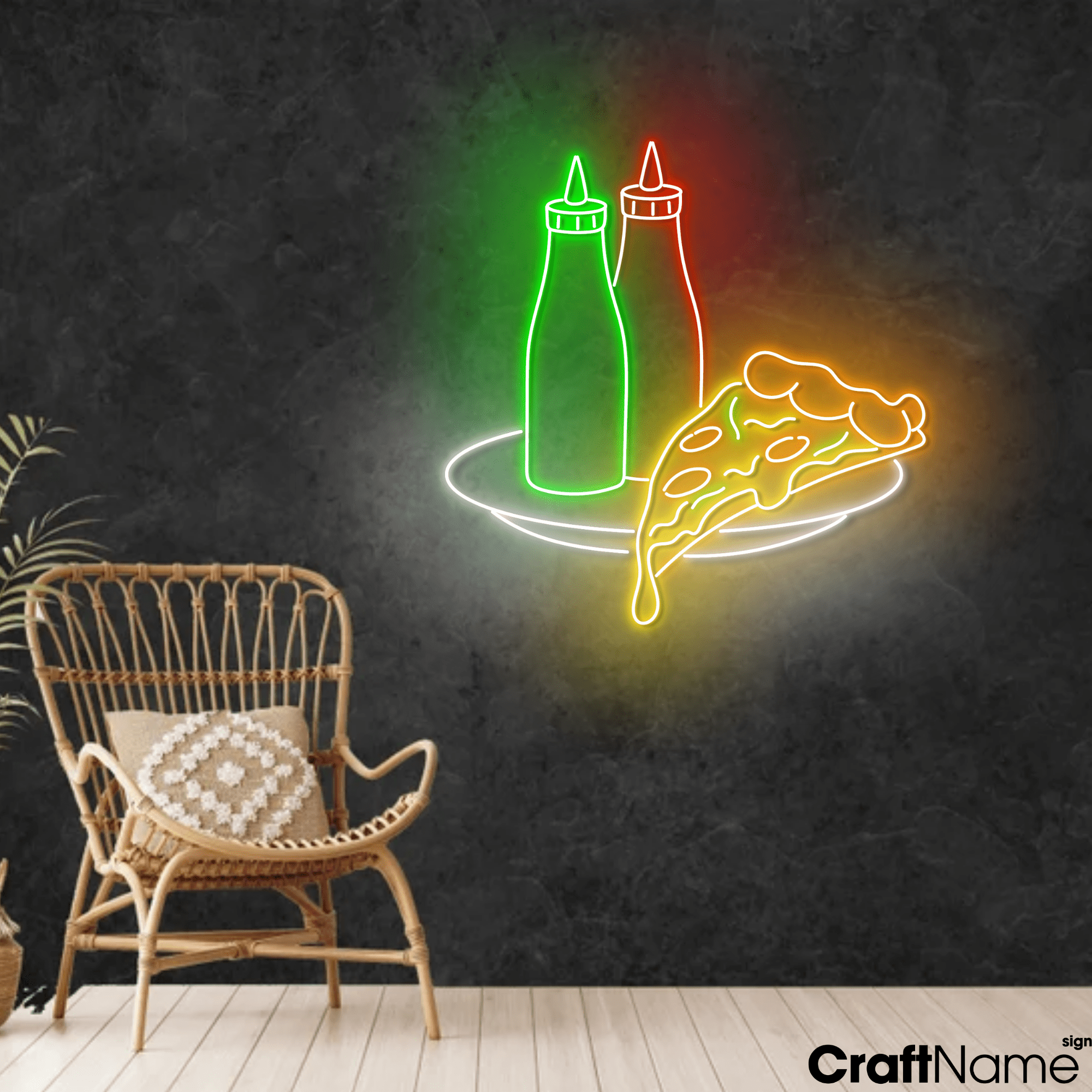 Craftnamesign Pizza With Sauce Neon Light For Restaurant Store Wall ...