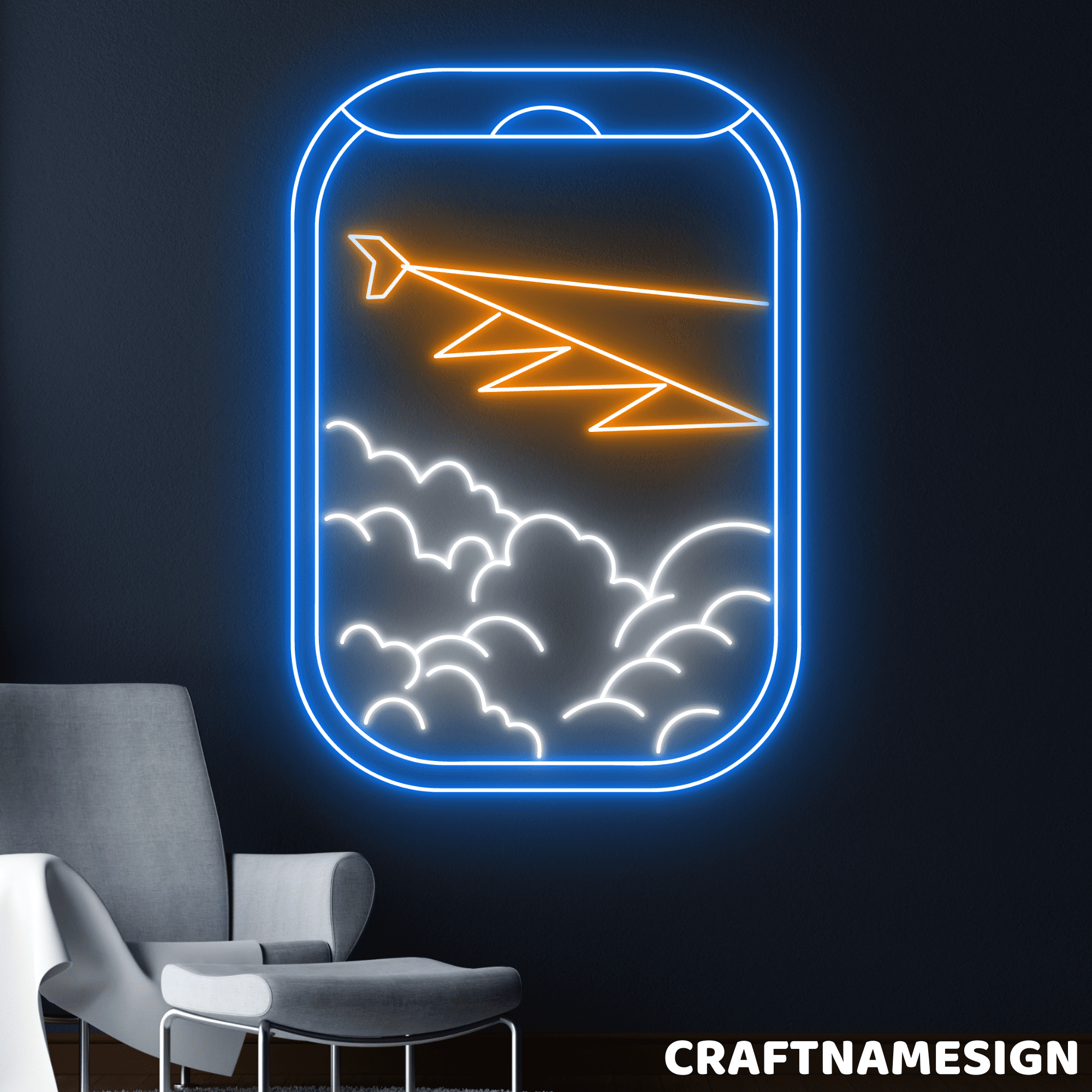 Craftnamesign Plane Window Neon Sign, Living Room Wall Decor, Coffee ...