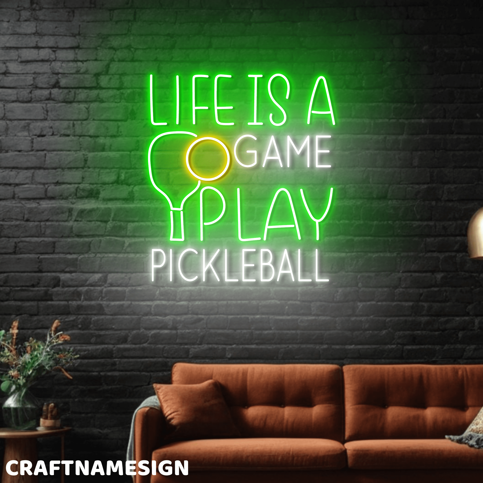 Craftnamesign Play Pickleball Neon Sign, Pickleball Club Wall Art ...