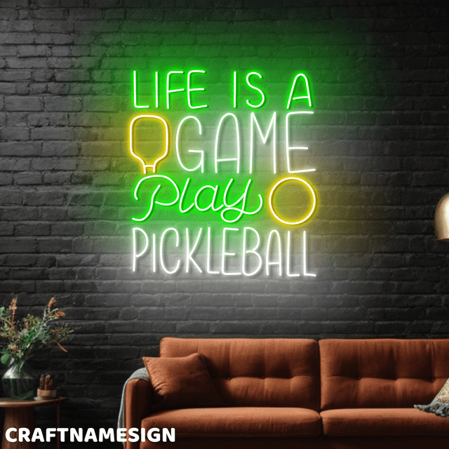 Craftnamesign Play Pickleball Neon Sign, Pickleball Wall Art ...