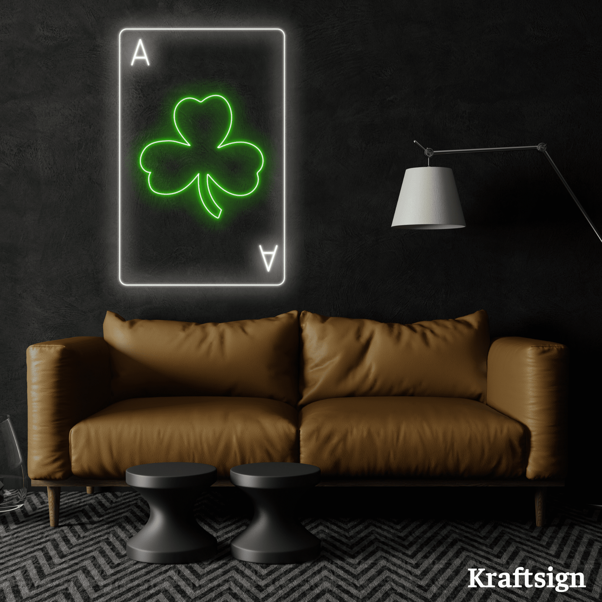 Craftnamesign Playing Card Neon Sign, Lucky Leaf LED Sign, Casino Decor ...