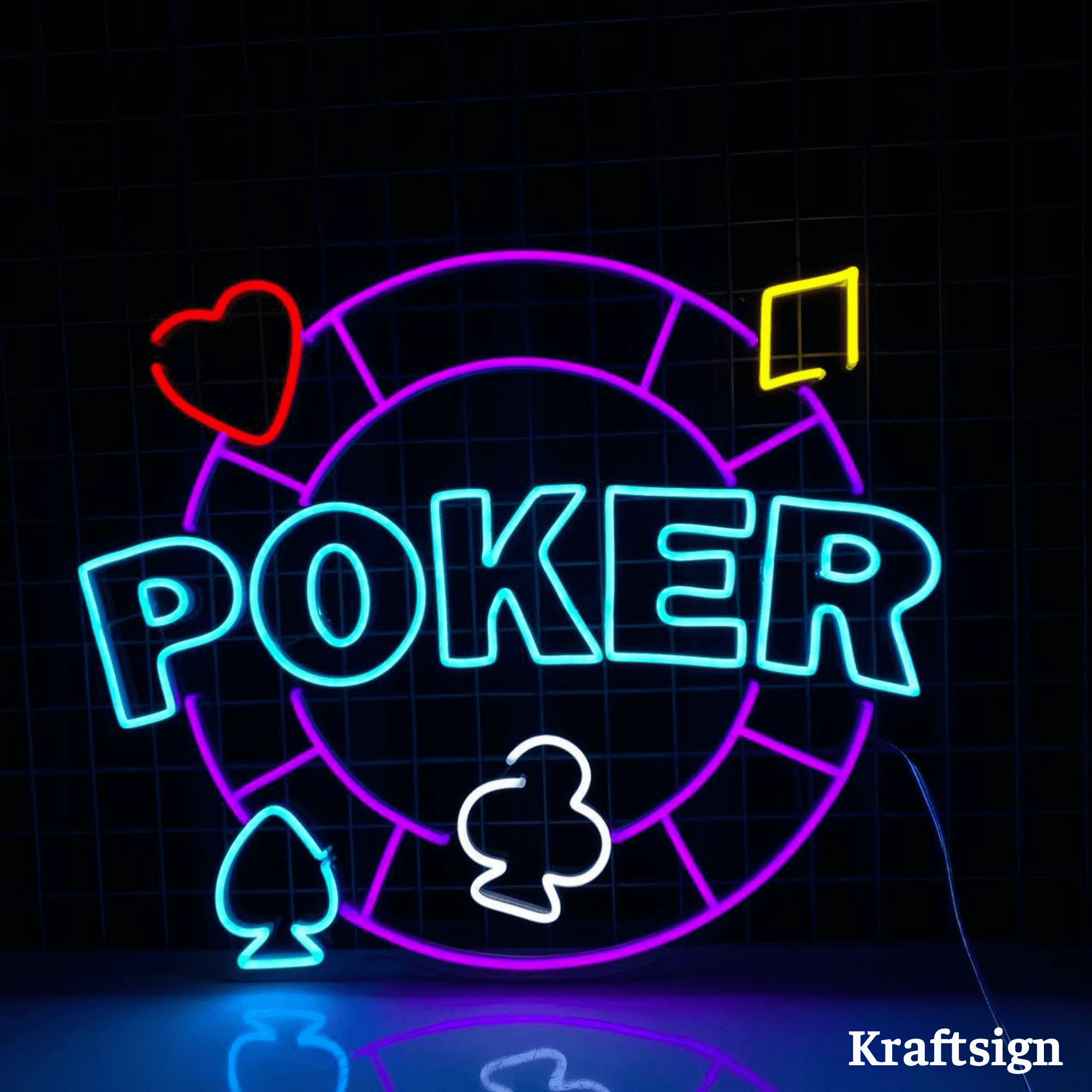 Craftnamesign Poker Neon Sign, Game Zone LED sign, Poker Club Wall Art ...