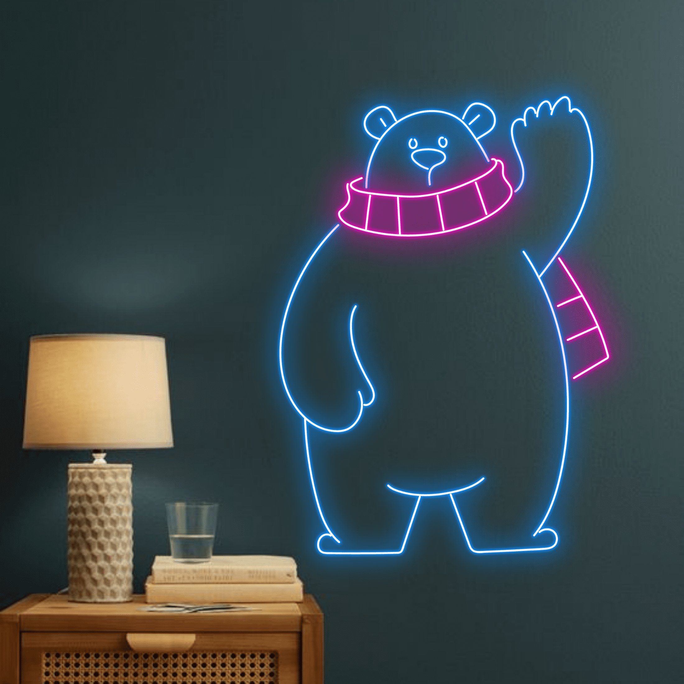 Craftnamesign Polar Bear Neon Sign, Cute Animal Art Sign, Nursery Kid ...