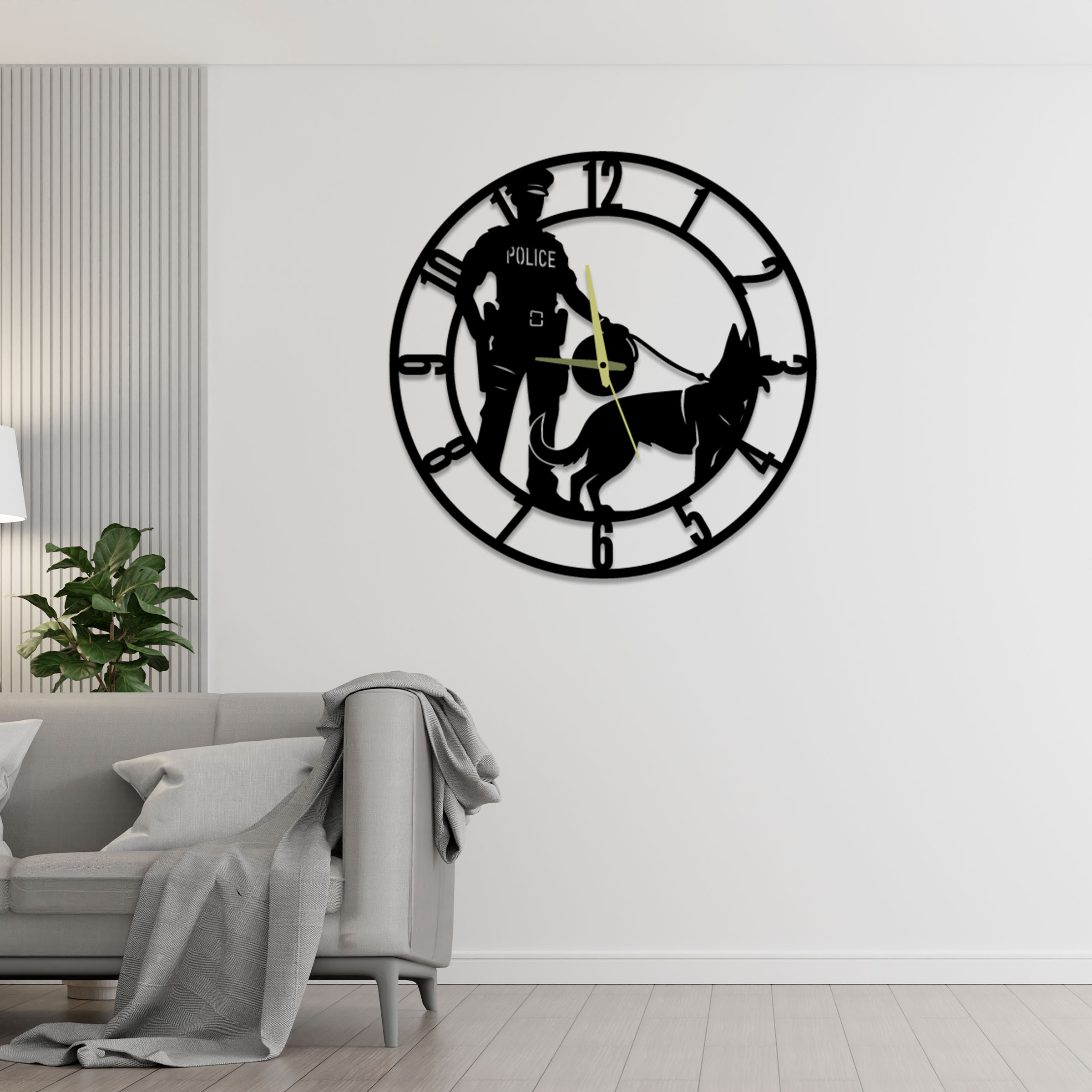 Craftnamesign Police Laser Cut Out Wall Clock For Home Living Room ...