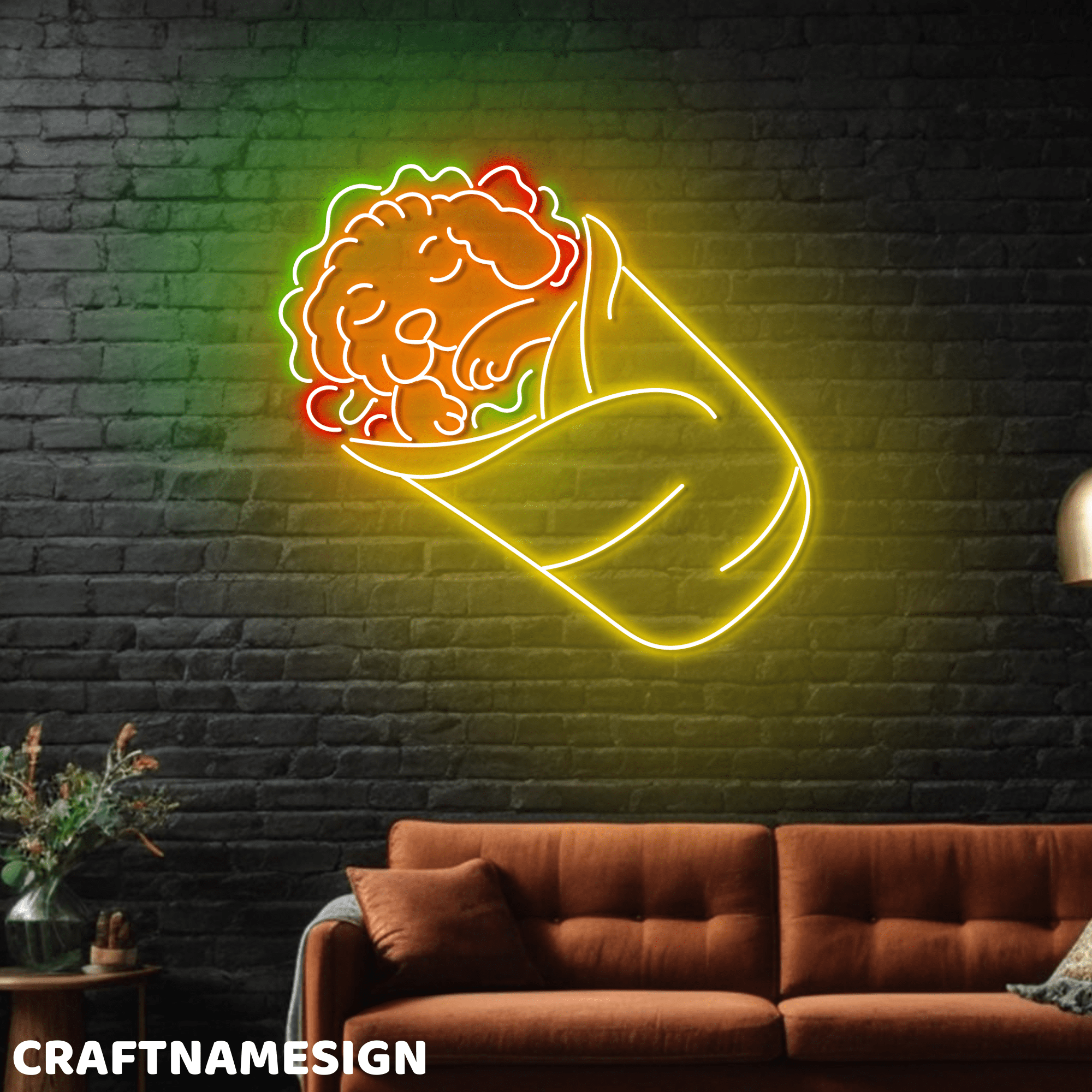 Craftnamesign Poodle Dog Burrito Neon Sign, Mexican Restaurant Wall ...