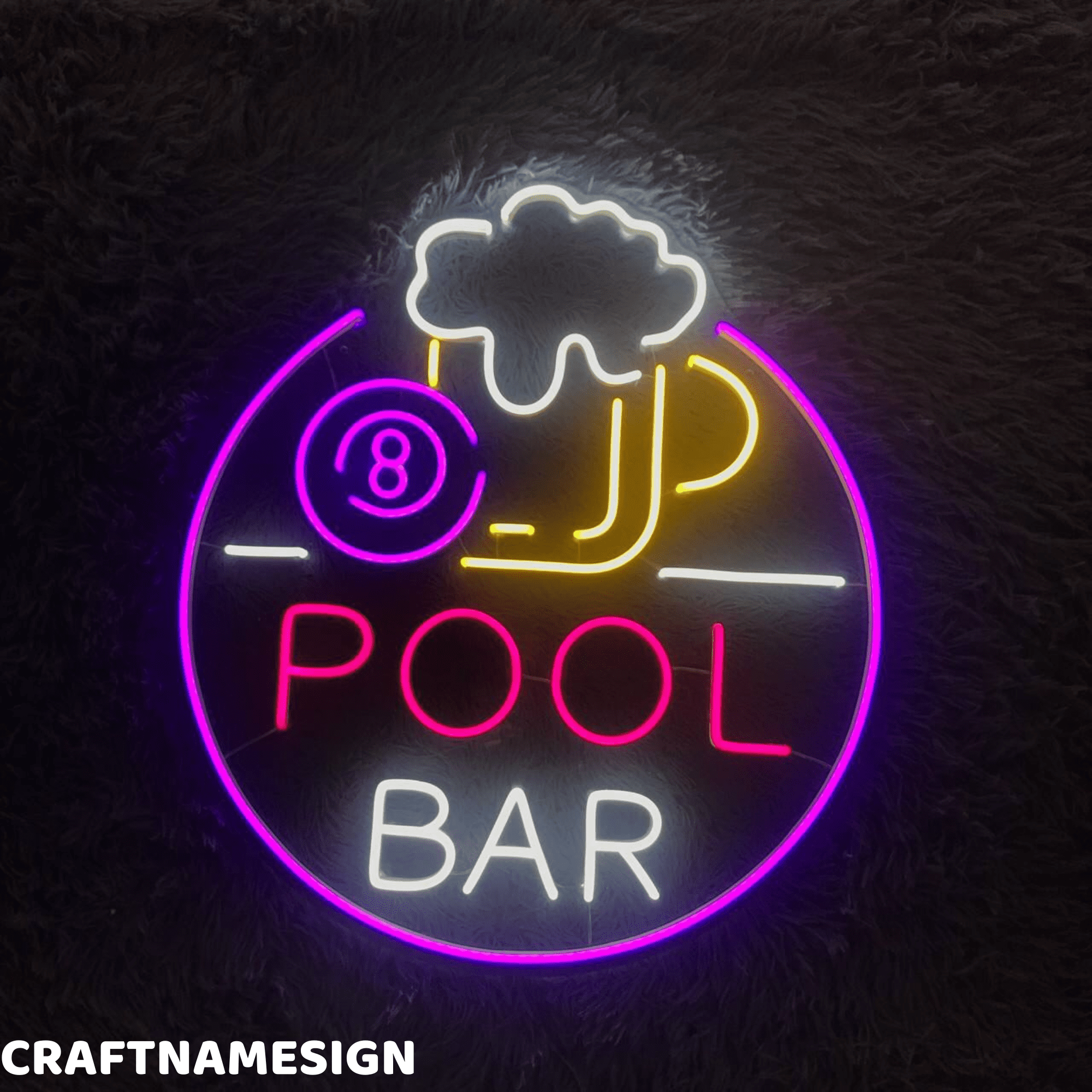 Craftnamesign Pool Bar Neon Sign, Pool Bar Open Wall Art, Billiards ...