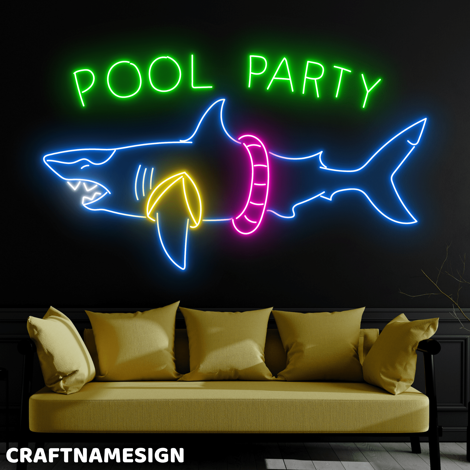 Craftnamesign Pool Party Neon Sign, Relax Wall Sign, Home Pool Wall ...
