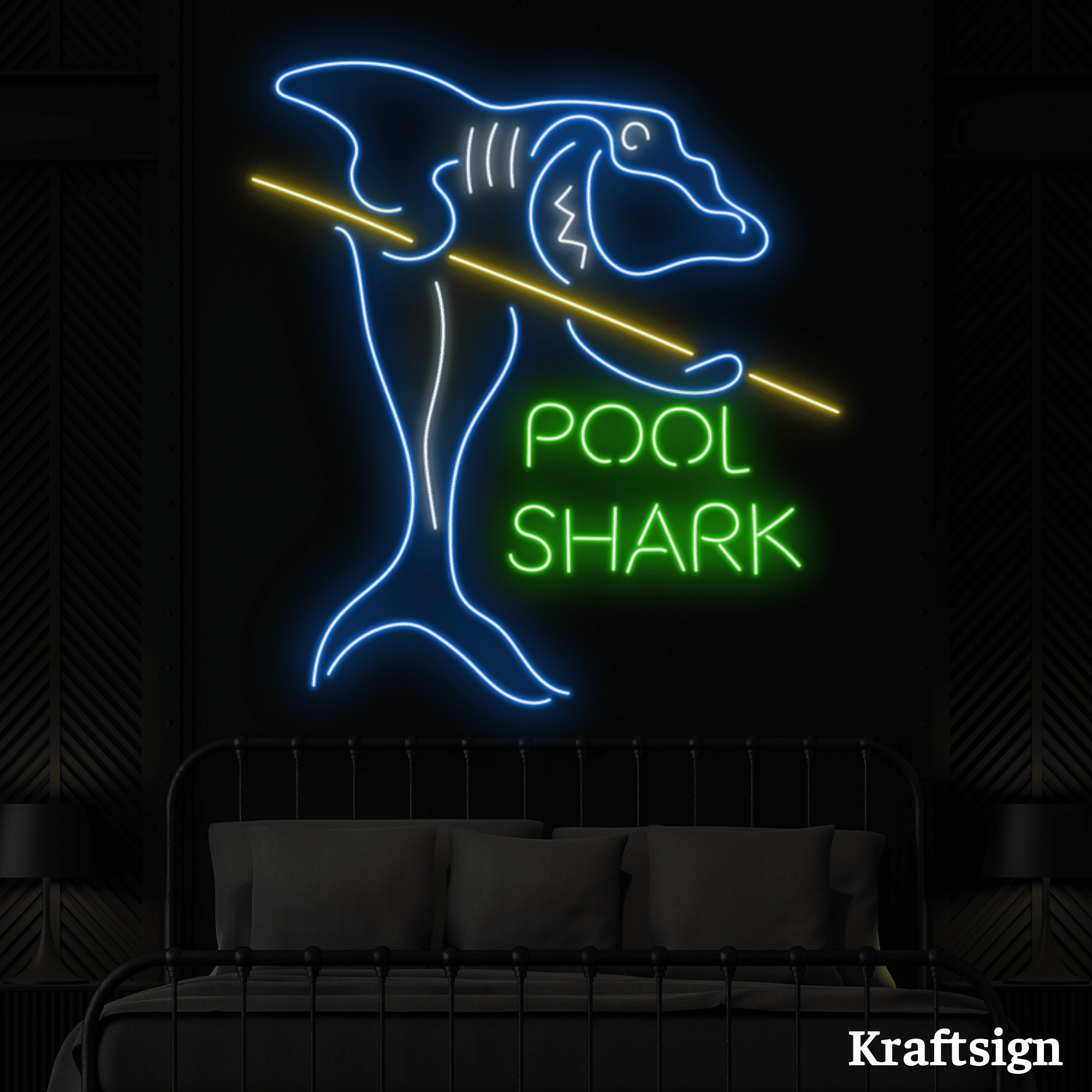 Craftnamesign Pool Shark Neon Sign, Billiards LED Sign, Pool Room Decor ...
