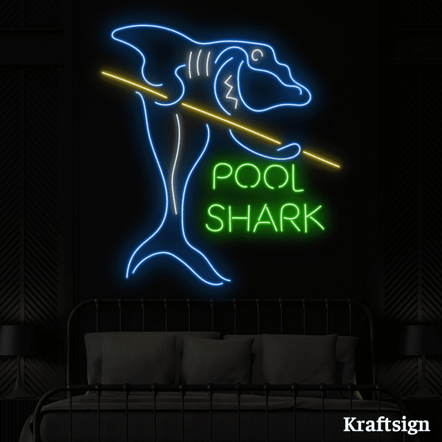 Craftnamesign Pool Shark Neon Sign, Billiards LED Sign, Pool Room Decor ...