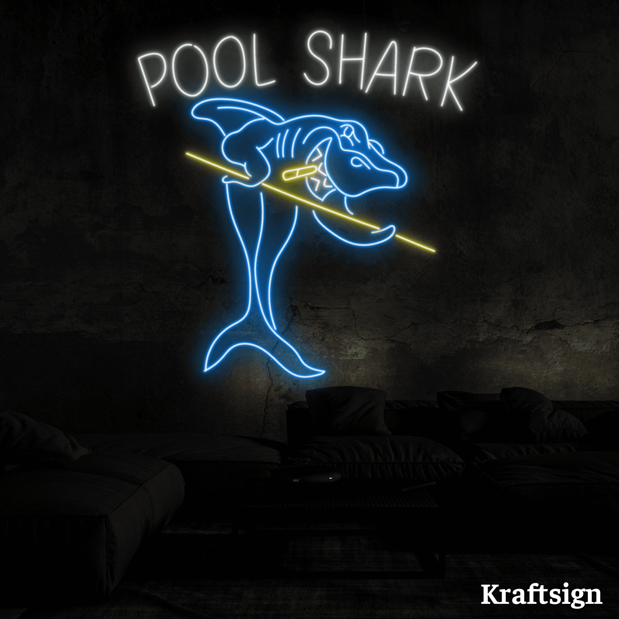 Craftnamesign Pool Shark Neon Sign, Shark LED Sign, Billiards Club ...