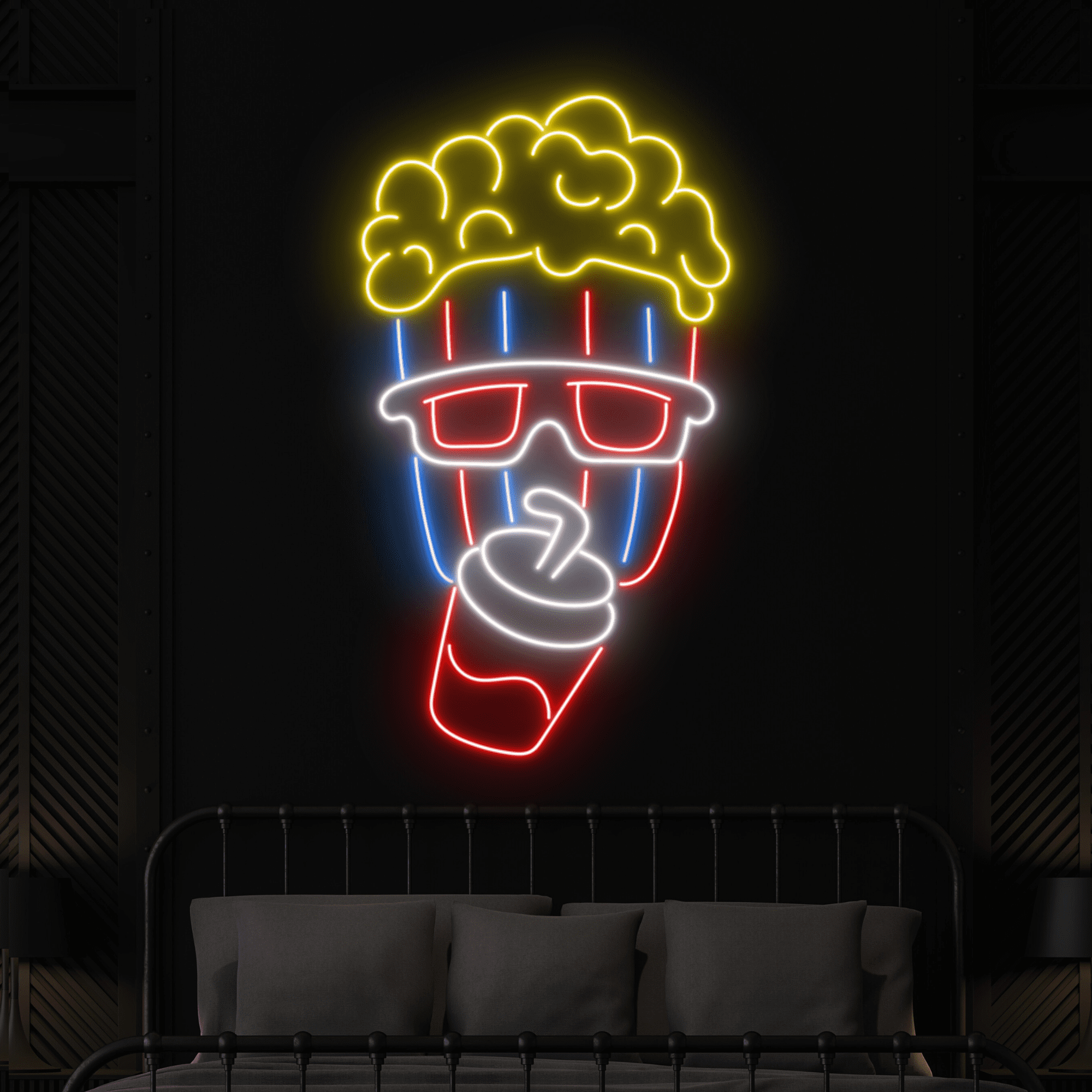 Craftnamesign Popcorn Neon Sign, Cinema Wall Art Decor, Popcorn LED ...