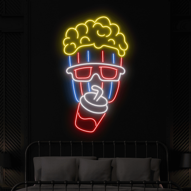 Craftnamesign Popcorn Neon Sign, Cinema Wall Art Decor, Popcorn LED ...