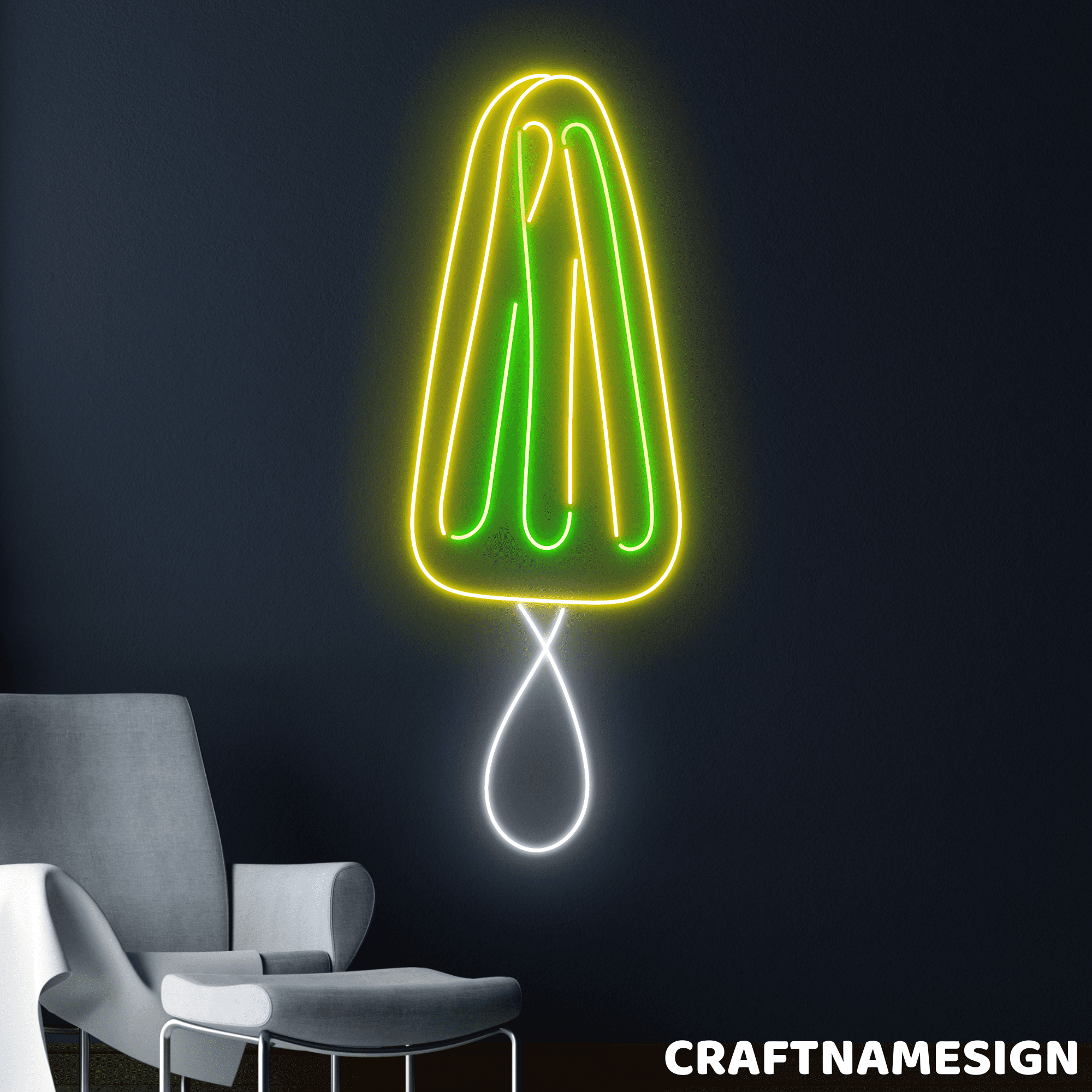 Craftnamesign Popsicle Neon Sign, Line Art Wall Decor, Ice Cream Store ...