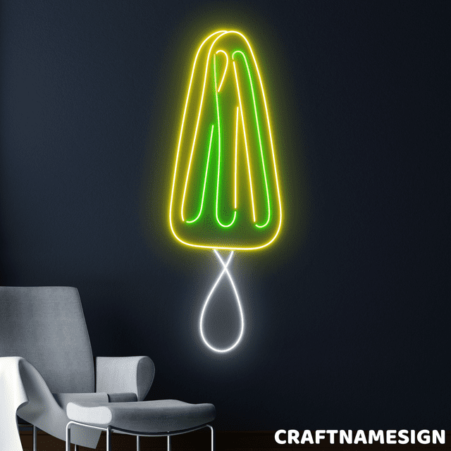 Craftnamesign Popsicle Neon Sign, Line Art Wall Decor, Ice Cream Store ...