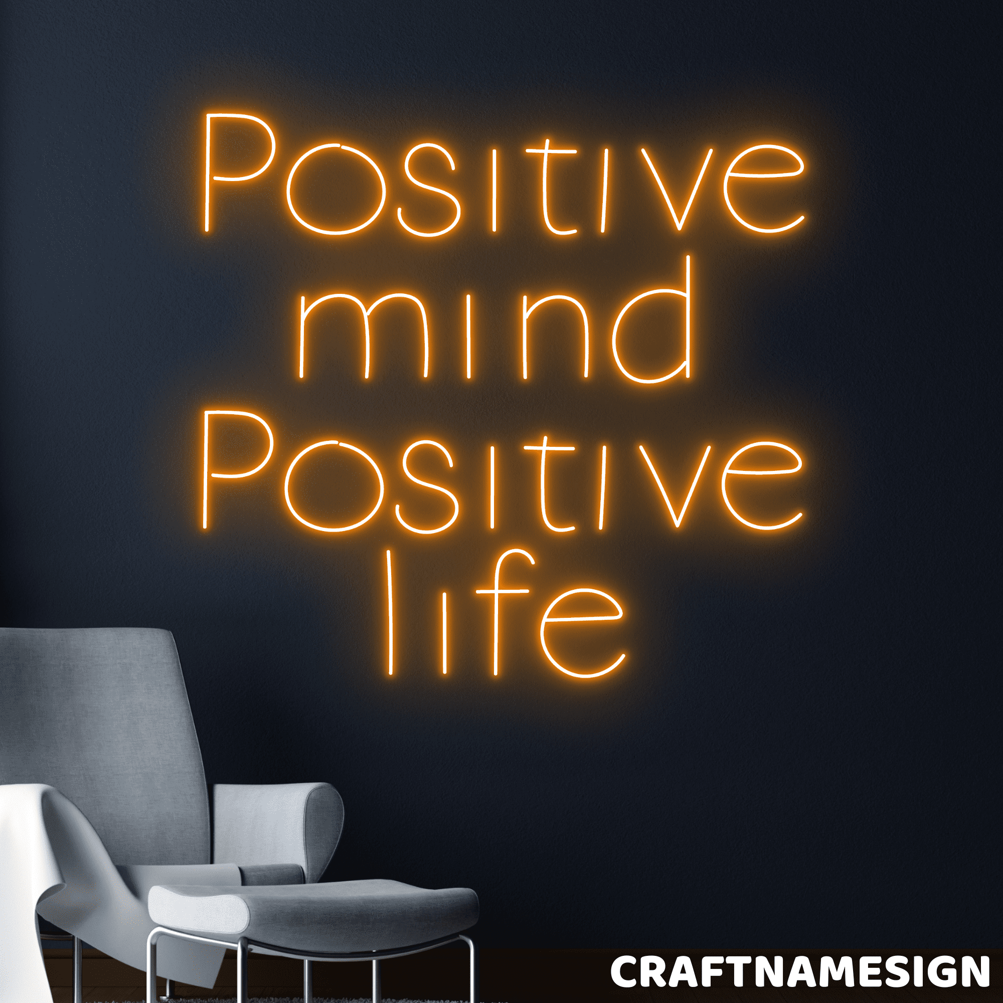 Craftnamesign Positive Mind Neon Sign, Business Wall Art, Inspirational ...