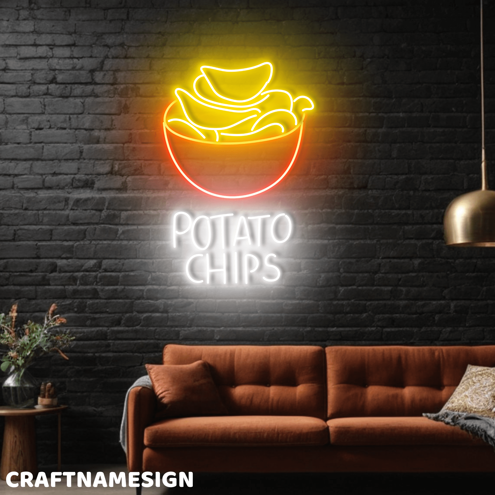 Craftnamesign Potato Chips Neon Sign, Kitchen Wall Art, Snacks Wall ...