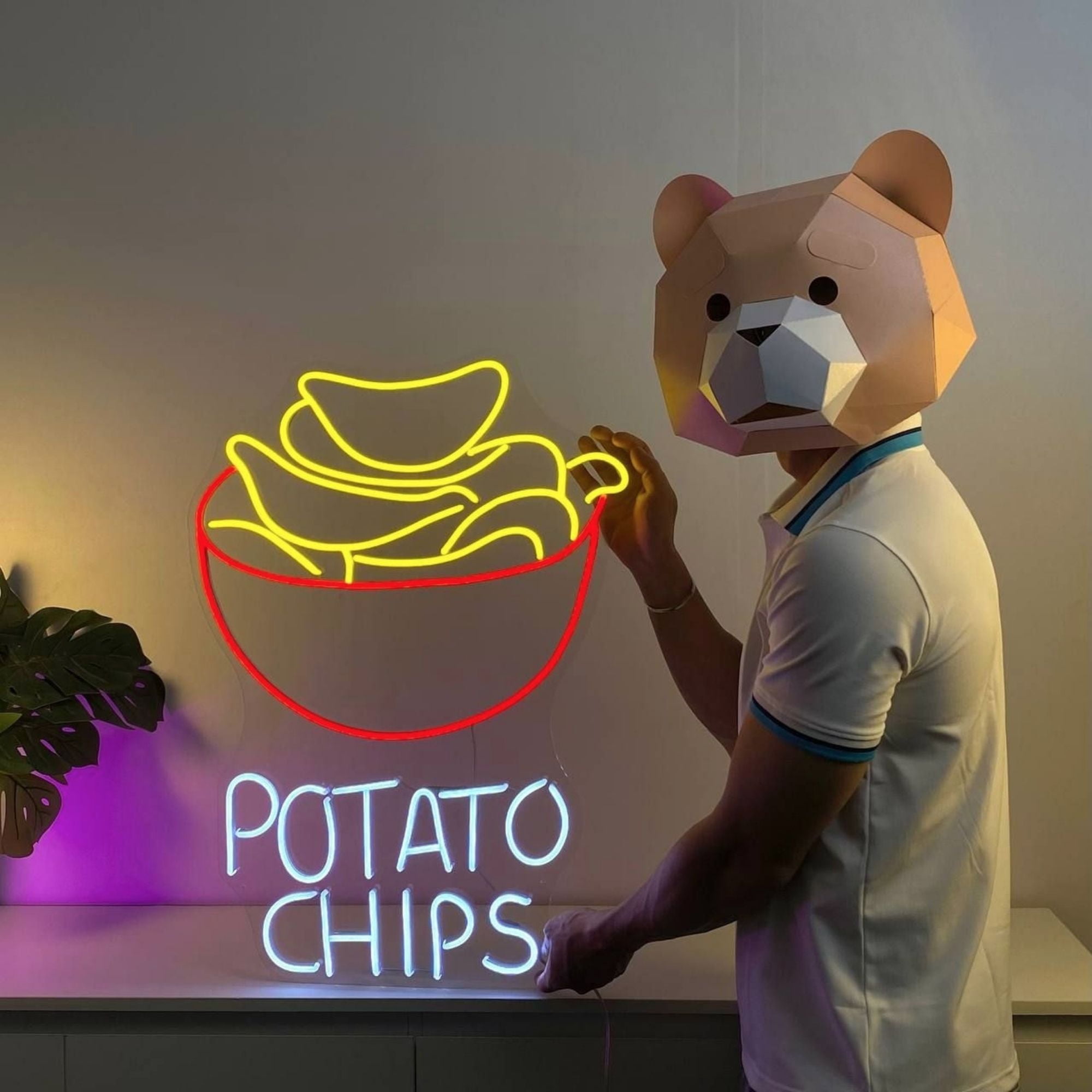 Craftnamesign Potato Chips Neon Sign Wall Art, Potato Chips Snack Led ...