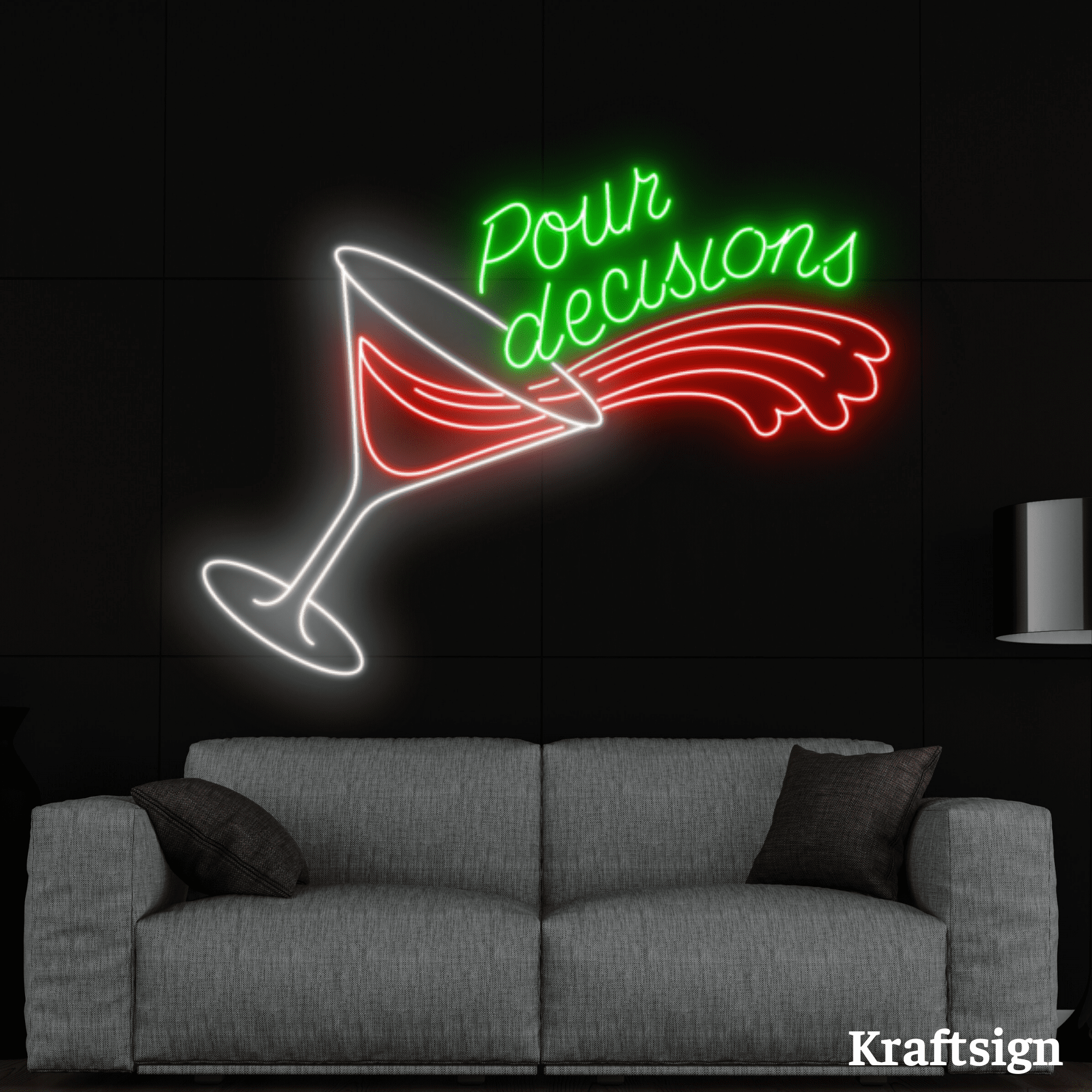 Craftnamesign Pour Decisions Neon Sign, Cocktail LED Sign, Bar Club ...