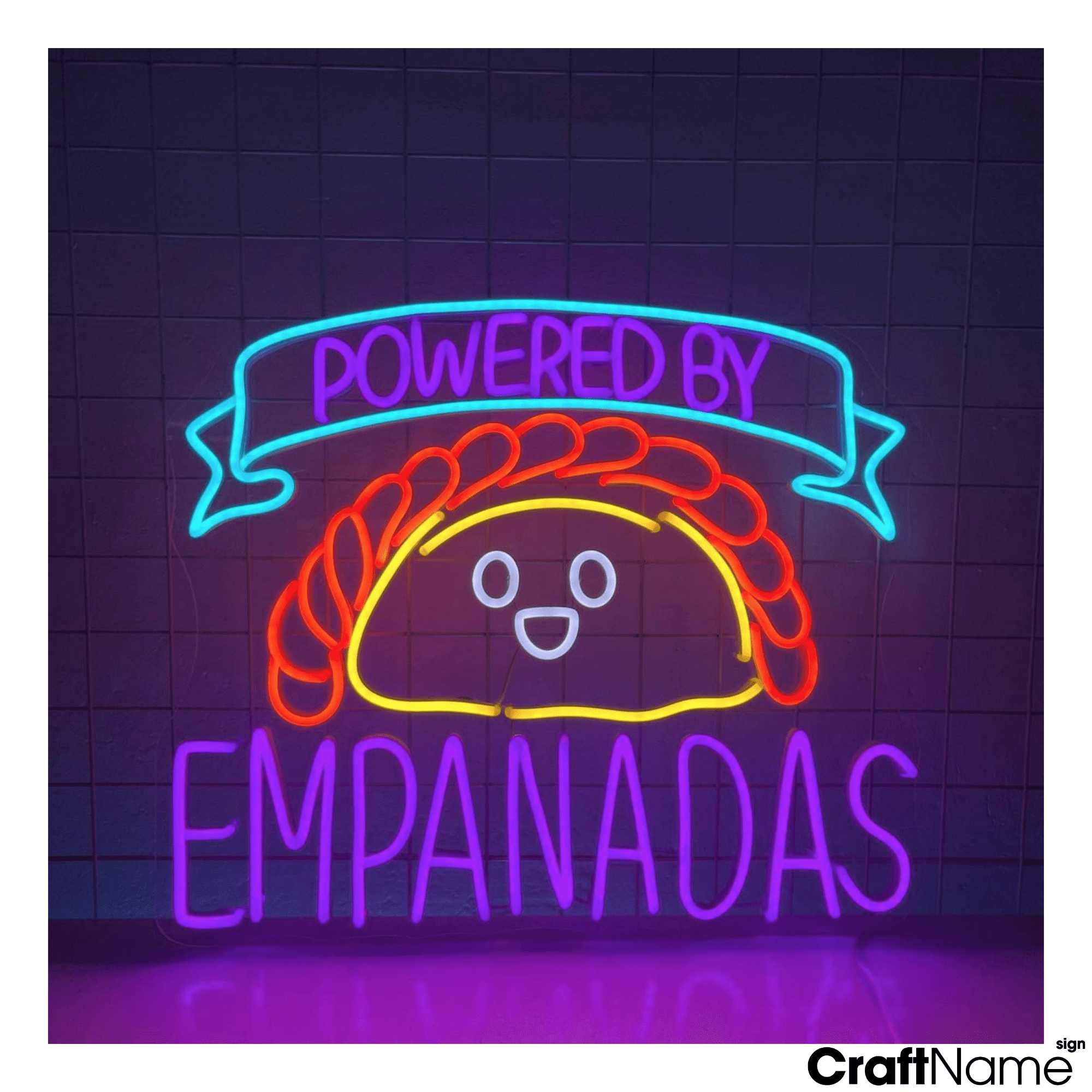 Craftnamesign Powered By Empanadas Neon Light Wall Sign For Spanish ...