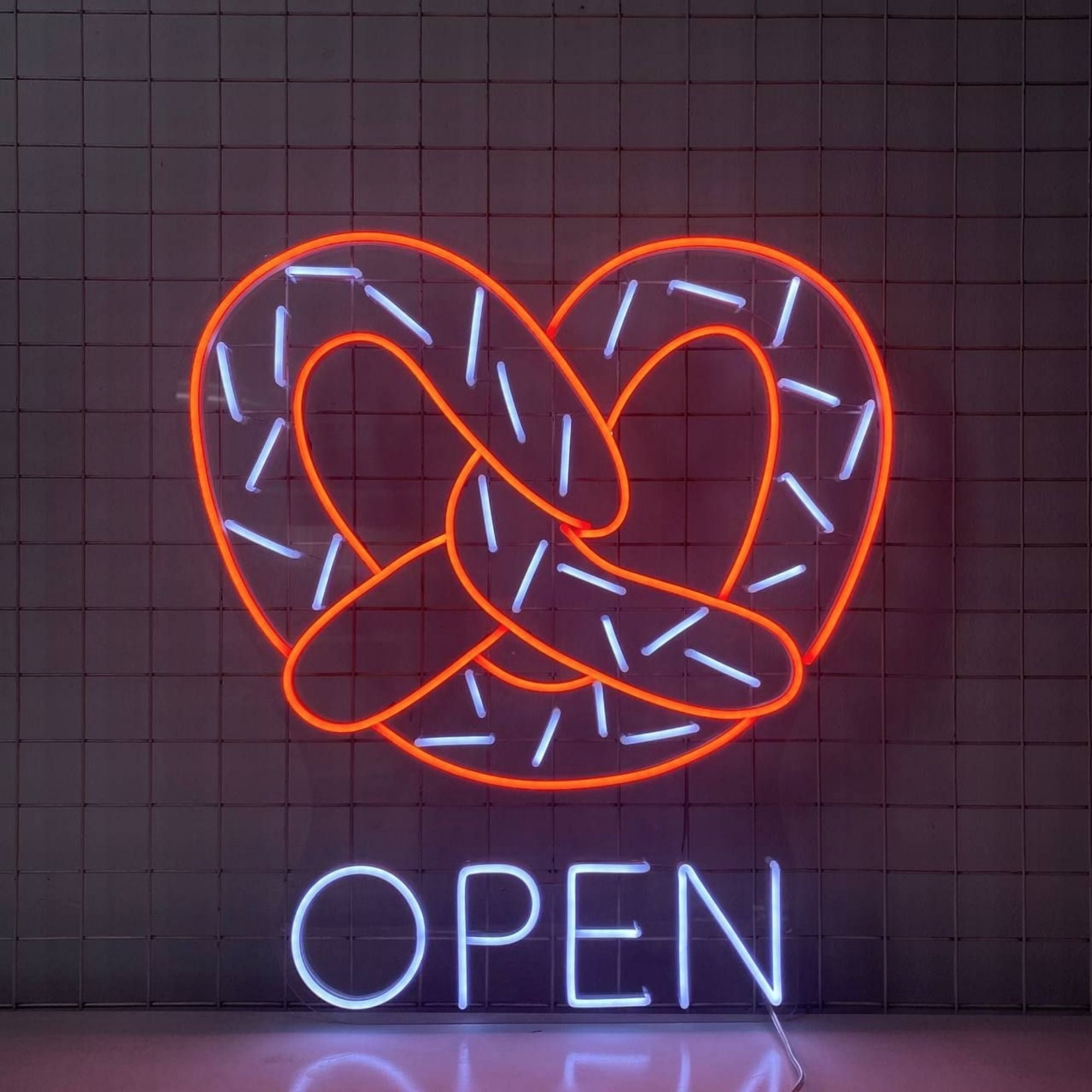 Craftnamesign Pretzel Open Neon Sign, Open Pretzel Led Light, Cake ...