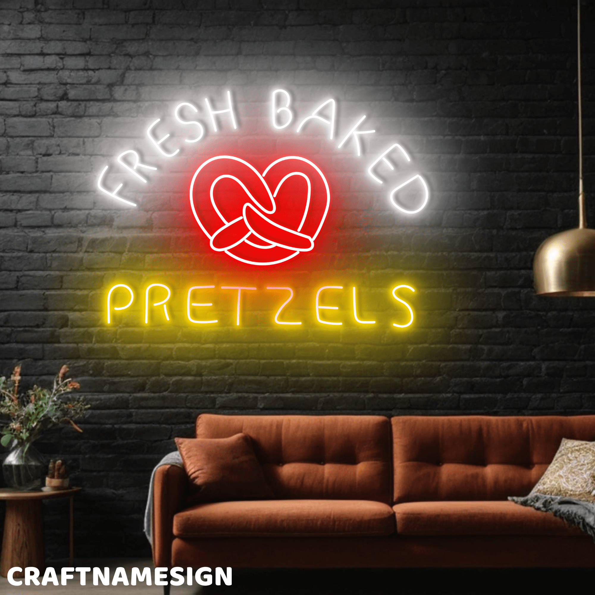 Craftnamesign Pretzels Neon Sign, Fresh Banked Wall Art, Pastry Wall ...