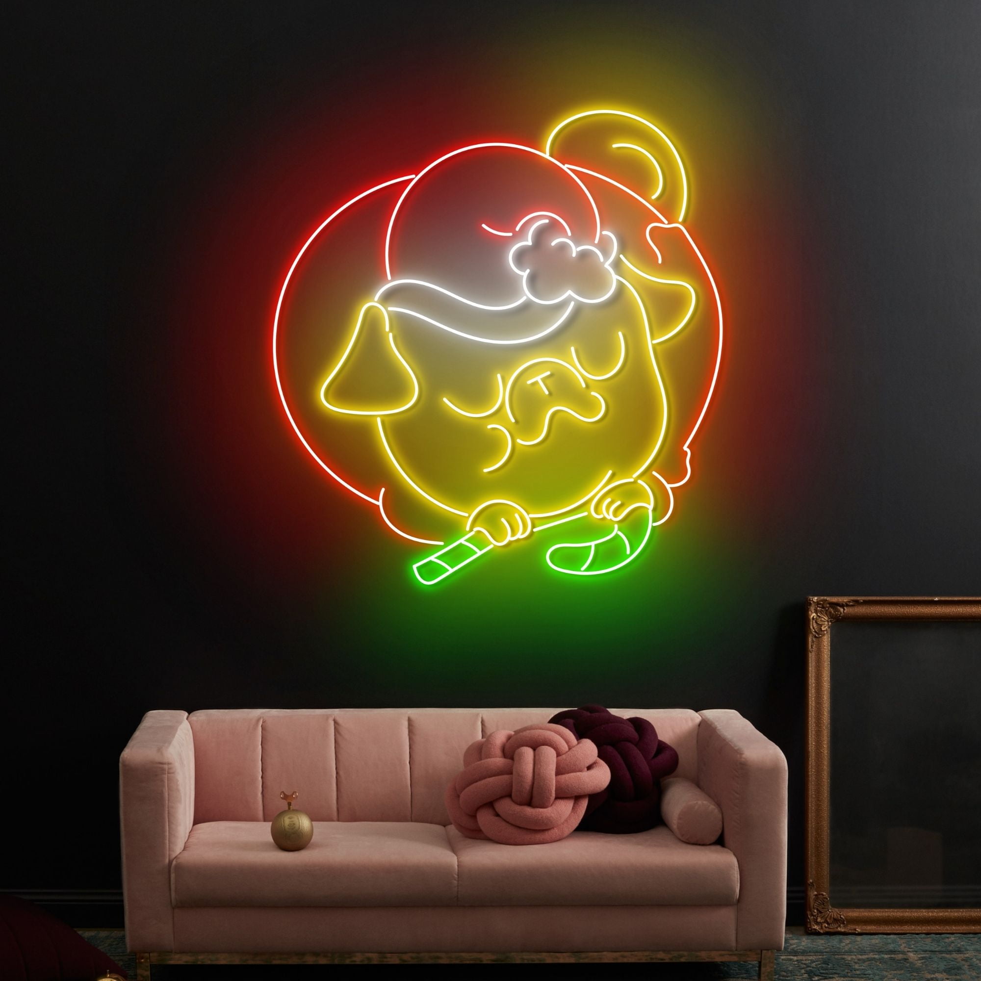 Craftnamesign Pug Dog Candy Cane Neon Sign, Pug Santa Hat LED Light ...