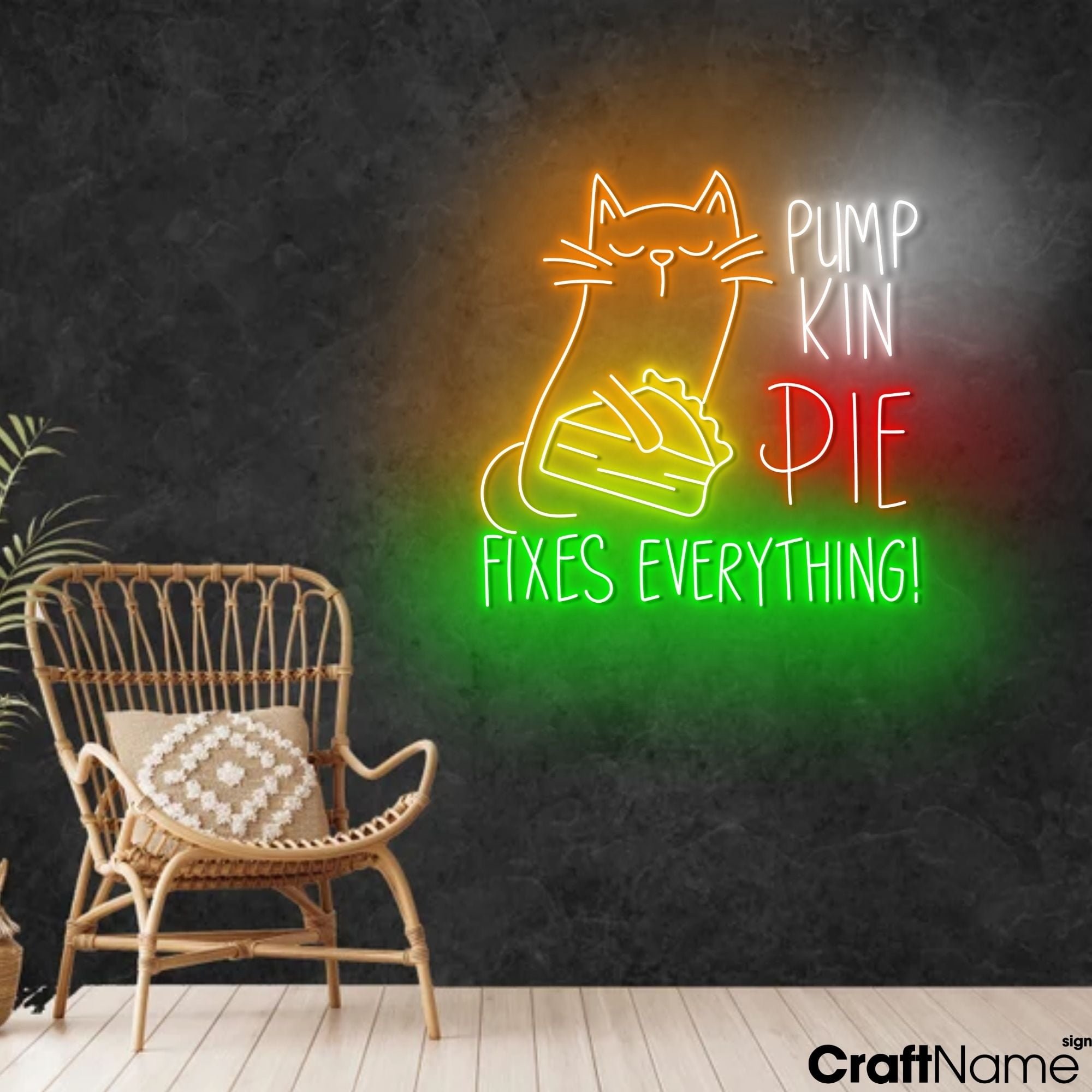 Craftnamesign Pumpkin Pie Fixes Everything Neon Sign, Fall Restaurant ...