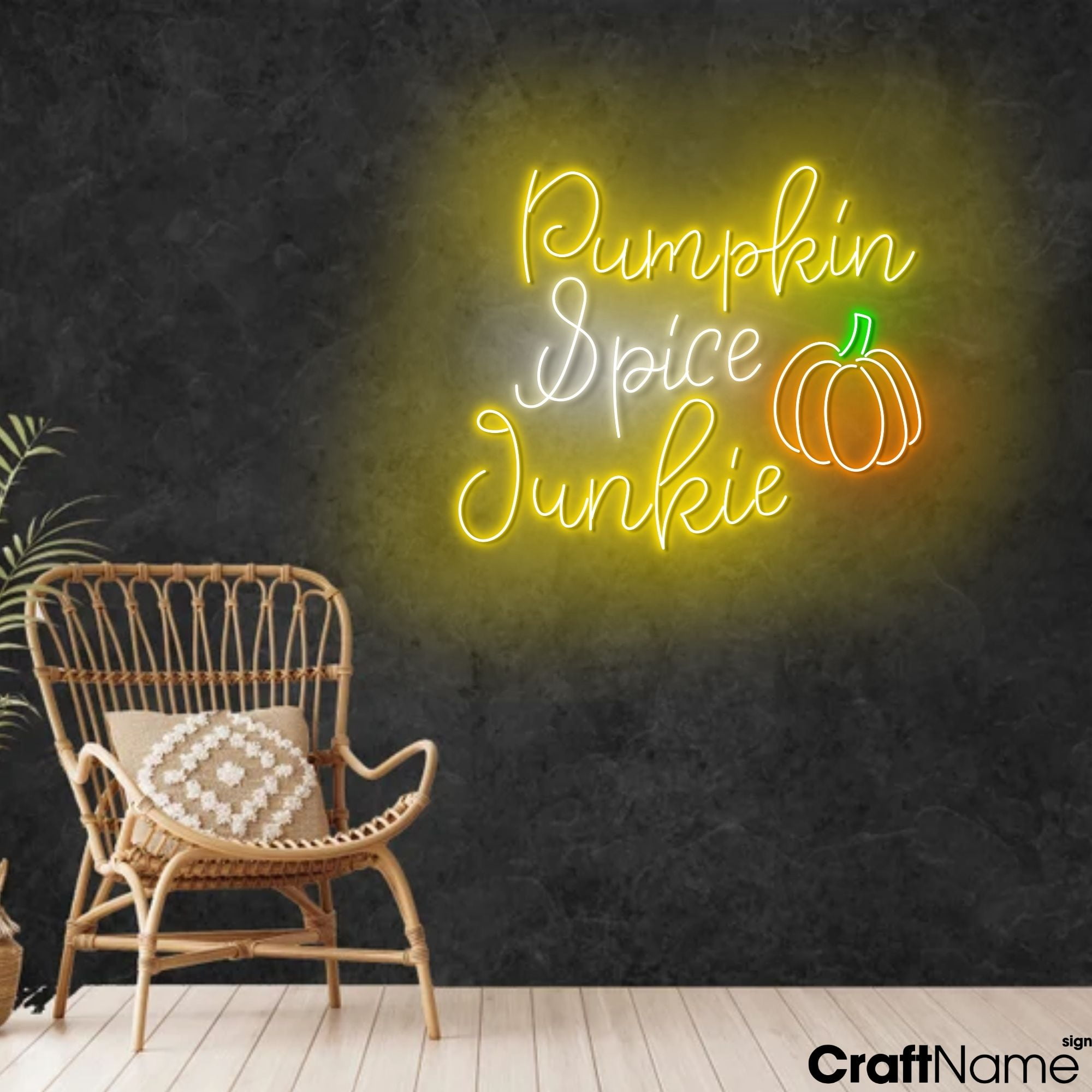Craftnamesign Pumpkin Spice Junkie LED Light Wall Art, Fall ...