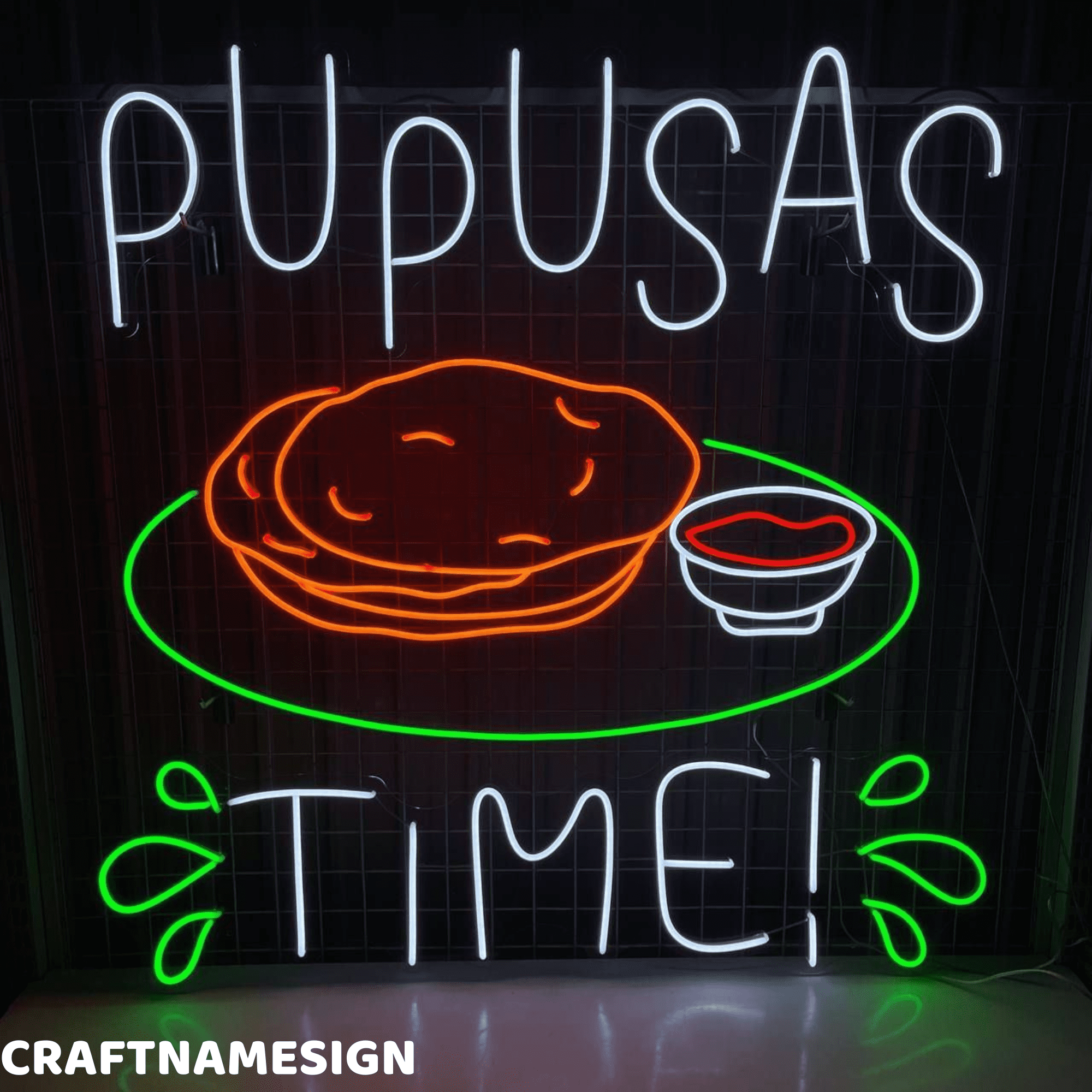 Craftnamesign Pupusas Time Neon Sign Pupusas Wall Art Pupusas Store Wall Decor