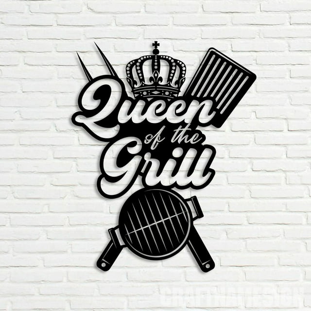 Craftnamesign Queen Of Grill Metal Wall Art LED Light, BBQ Metal Sign ...