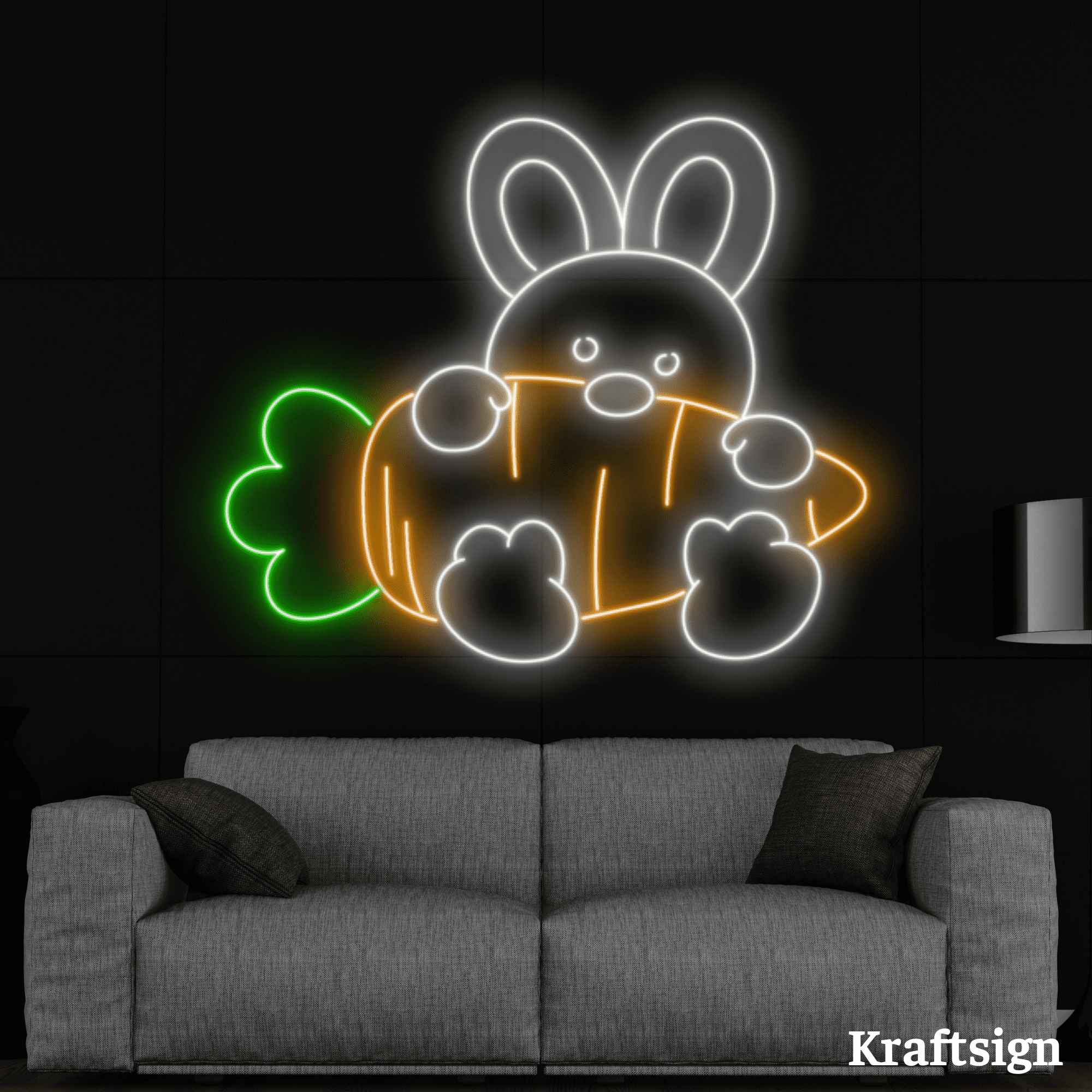 Craftnamesign Rabbit Carrot Neon Sign, Rabbit Lover Gifts, Kid Room ...