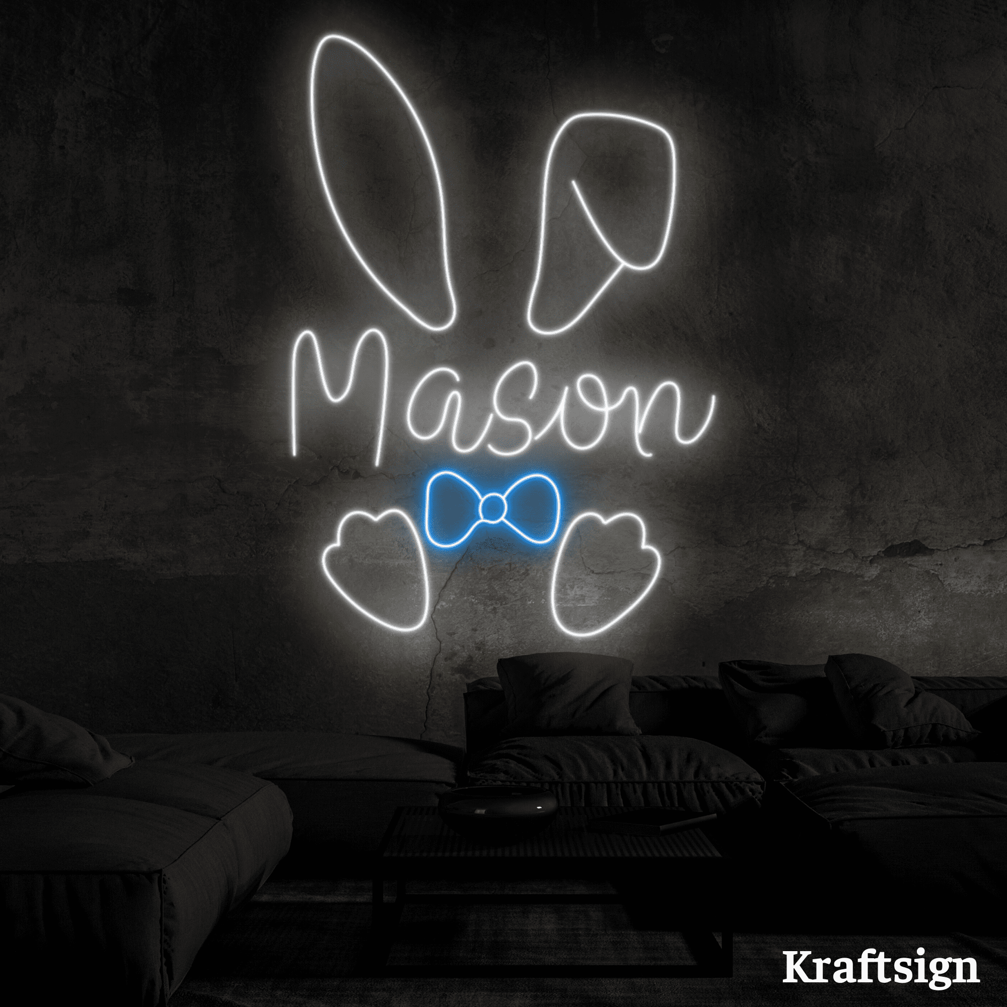 Craftnamesign Rabbit Custom Name Neon Sign, Gift For Son, Easter Day ...