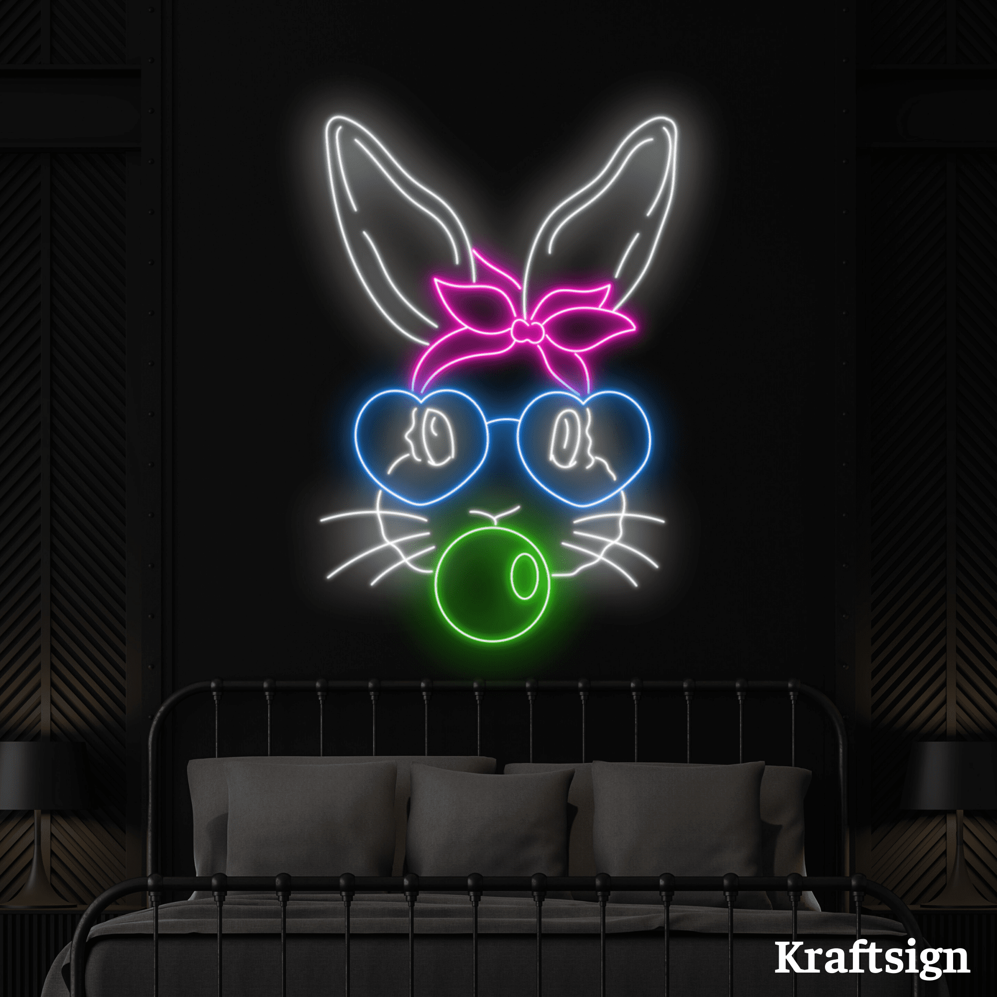 Craftnamesign Rabbit Cute Neon Sign, Easter Day Gift Decor, Kid Room ...